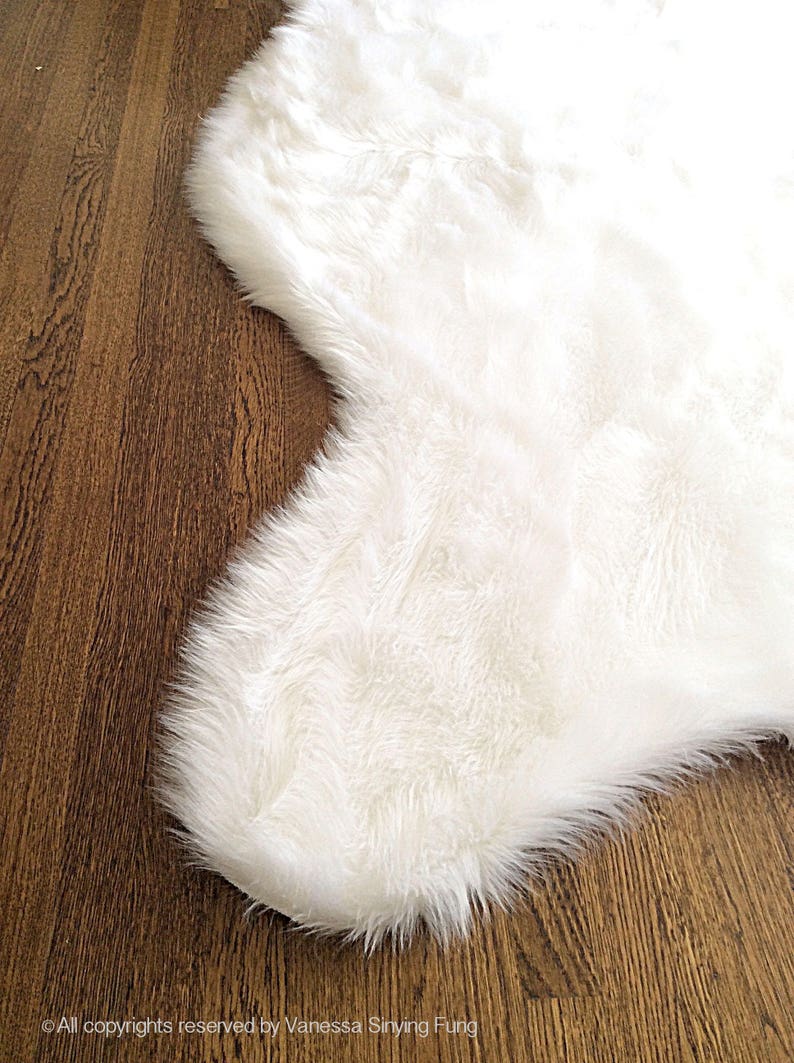 Area Rug White Faux Fur Scandinavian Style Shaggy Decorative - Etsy