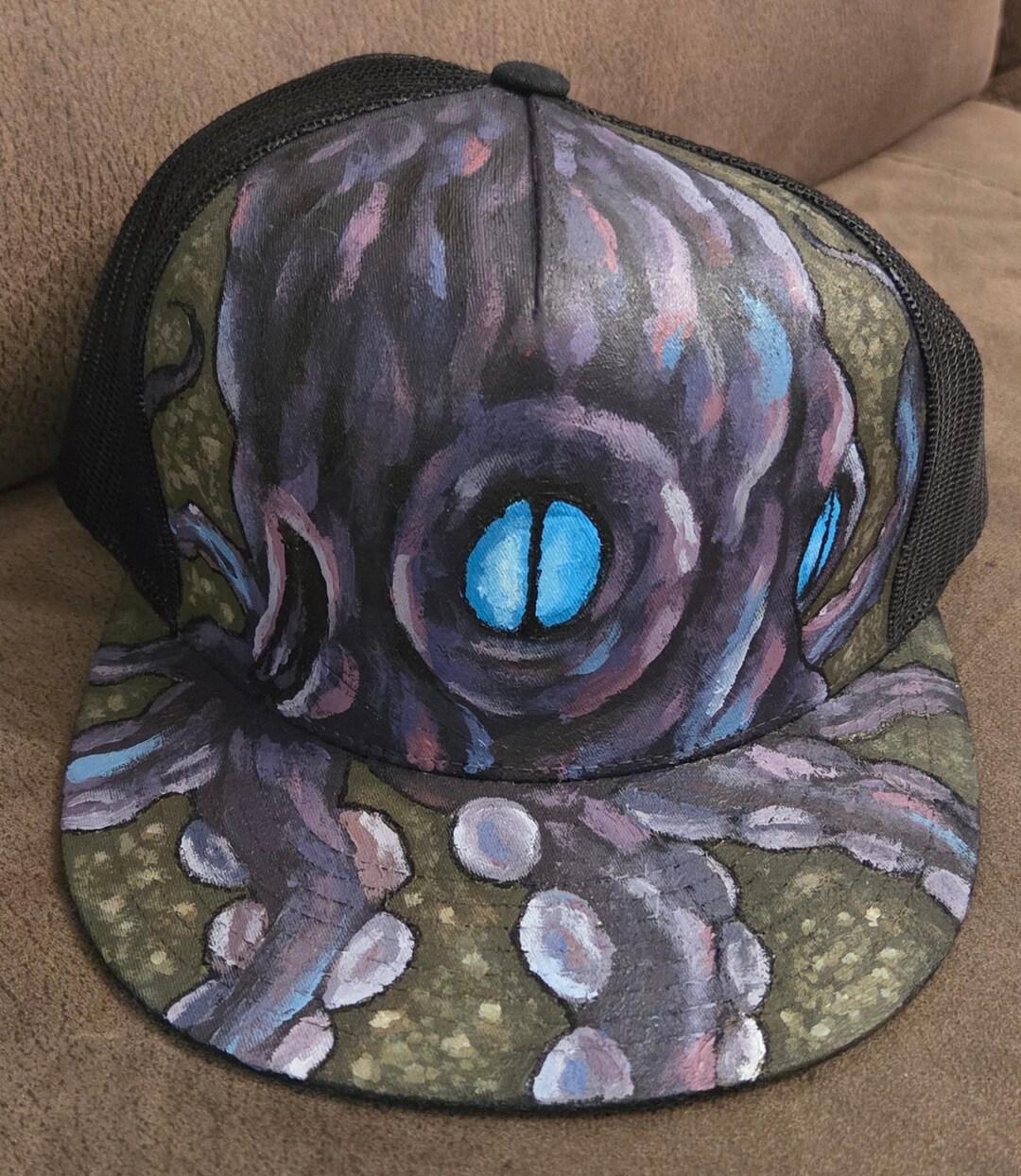 Purple Octopus Hand Painted Hat - Etsy