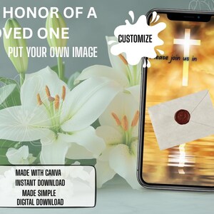 Memorial Service Announcement, Remembrance Invitation (digital Download ...