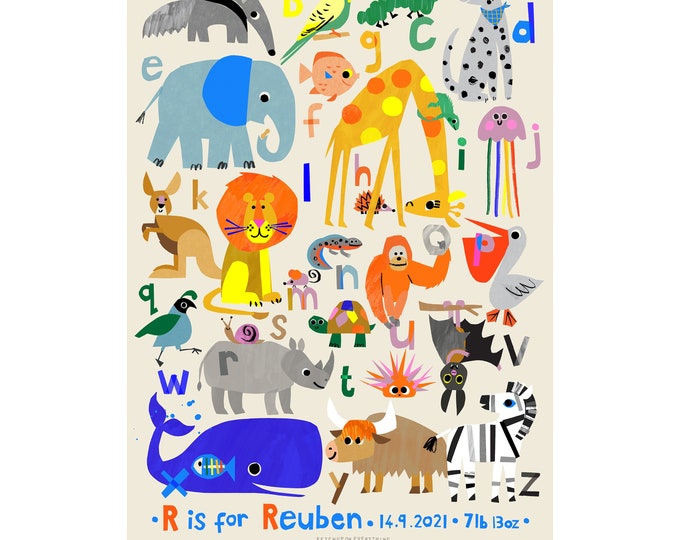 Personalised Animal Alphabet Print - Etsy