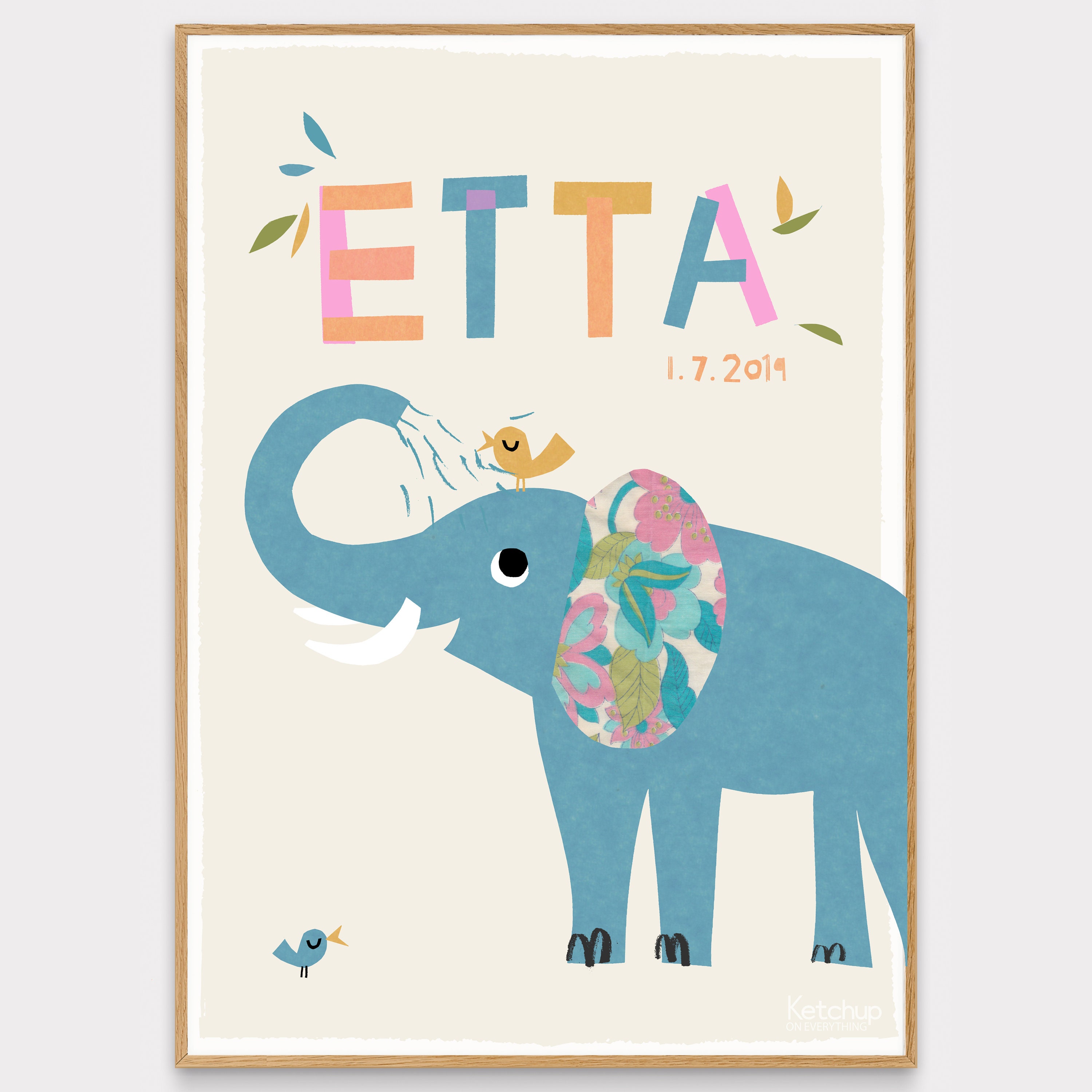 Elephant Personalised Name Print - Etsy