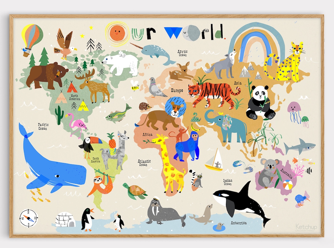 World Map Print - Etsy