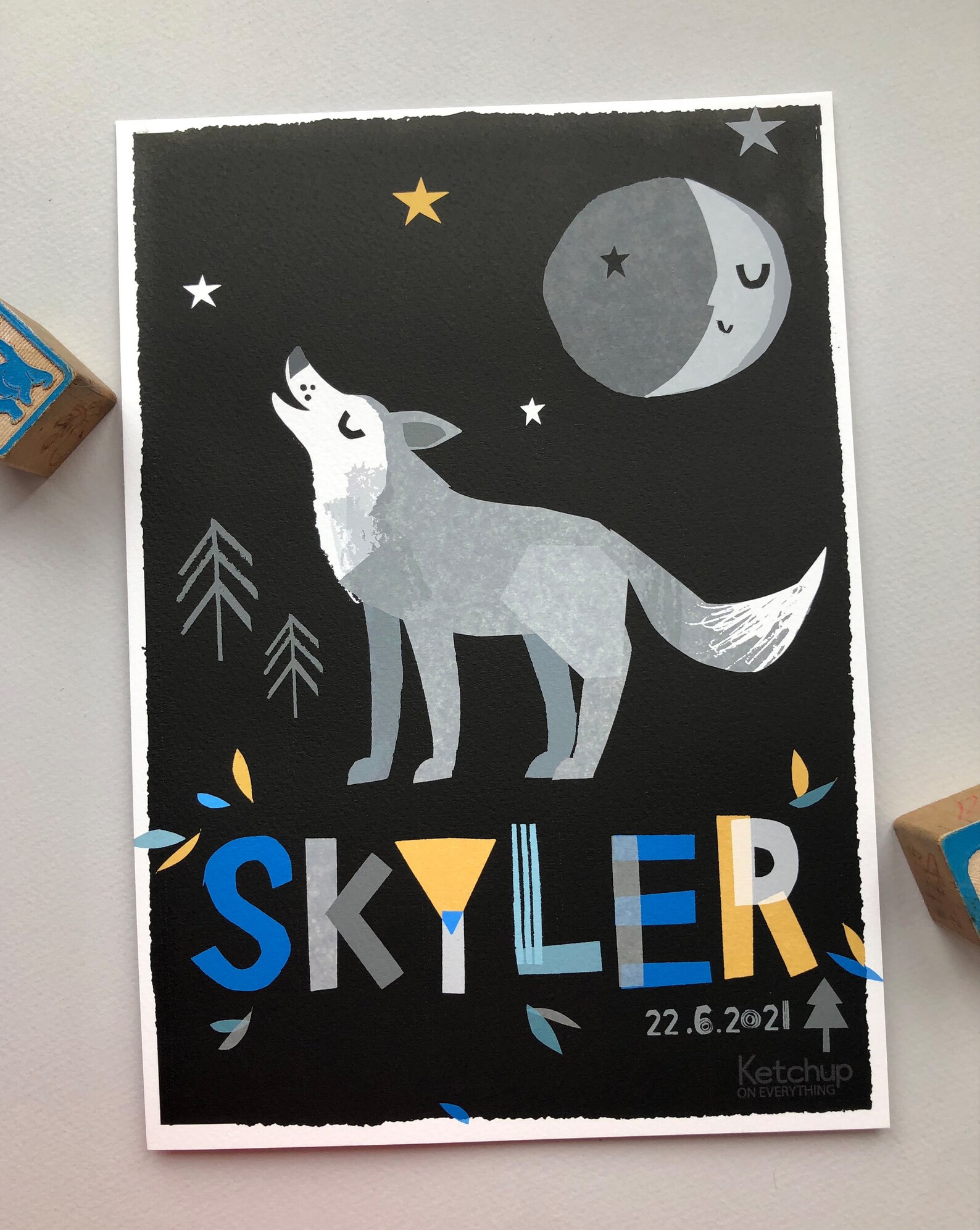 Wolf Personalised Name Print - Etsy UK