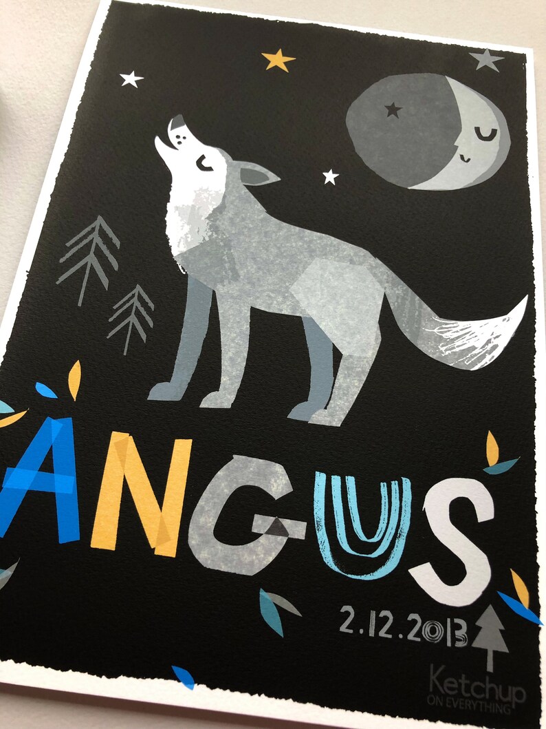 Wolf Personalised Name Print - Etsy UK