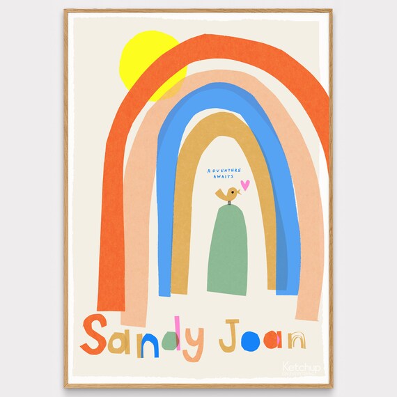 Rainbow Personalised Name Print | Etsy