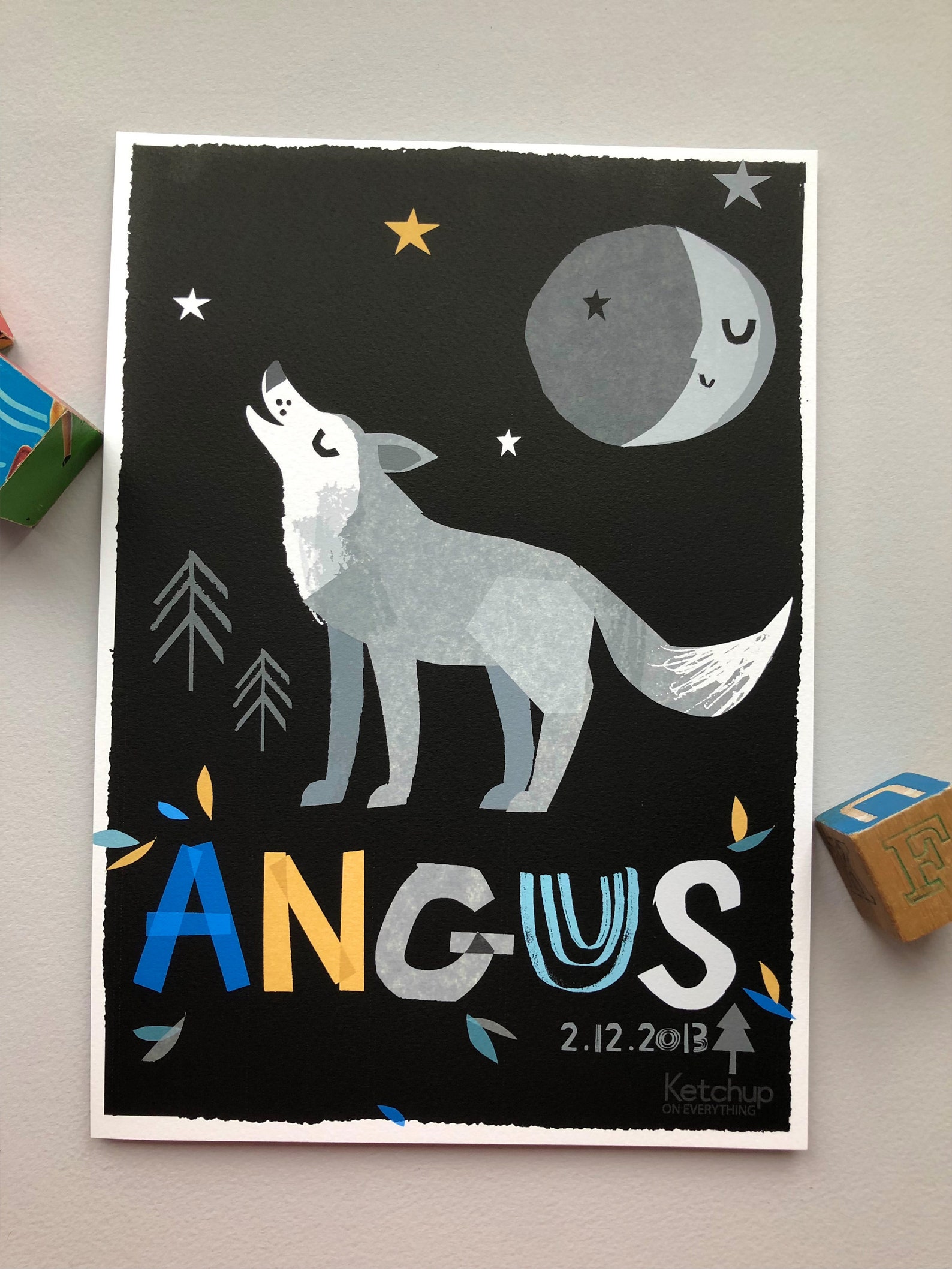Wolf Personalised Name Print - Etsy
