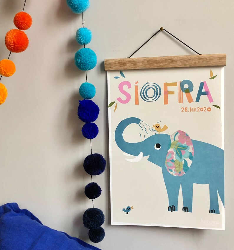 Elephant Personalised Name Print - Etsy
