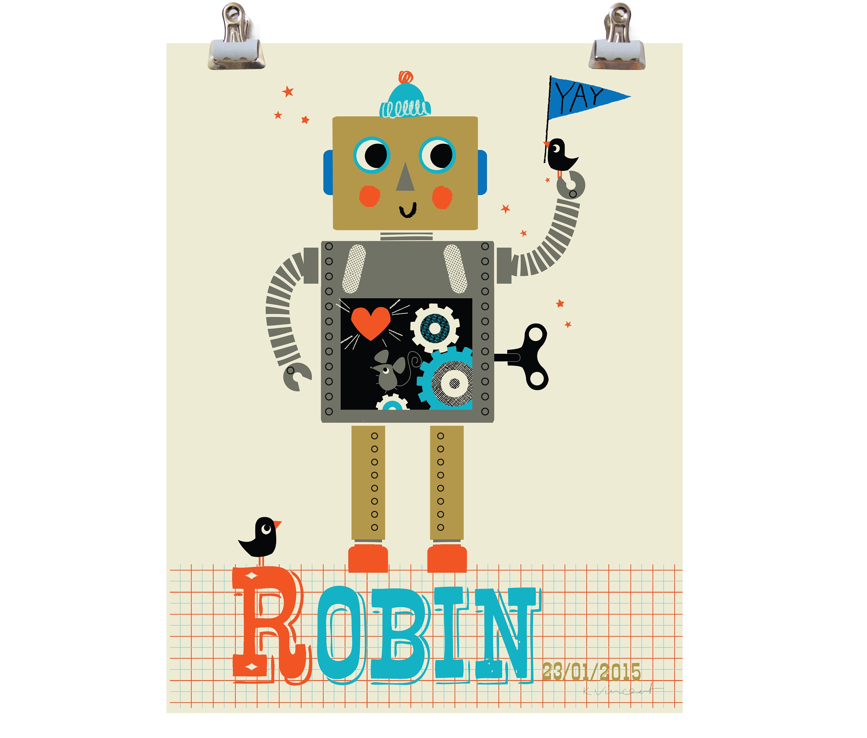 Personalised 'Retro Robot Name Print letter R Robot | Etsy