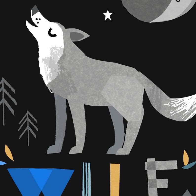 Wolf Personalised Name Print | Etsy
