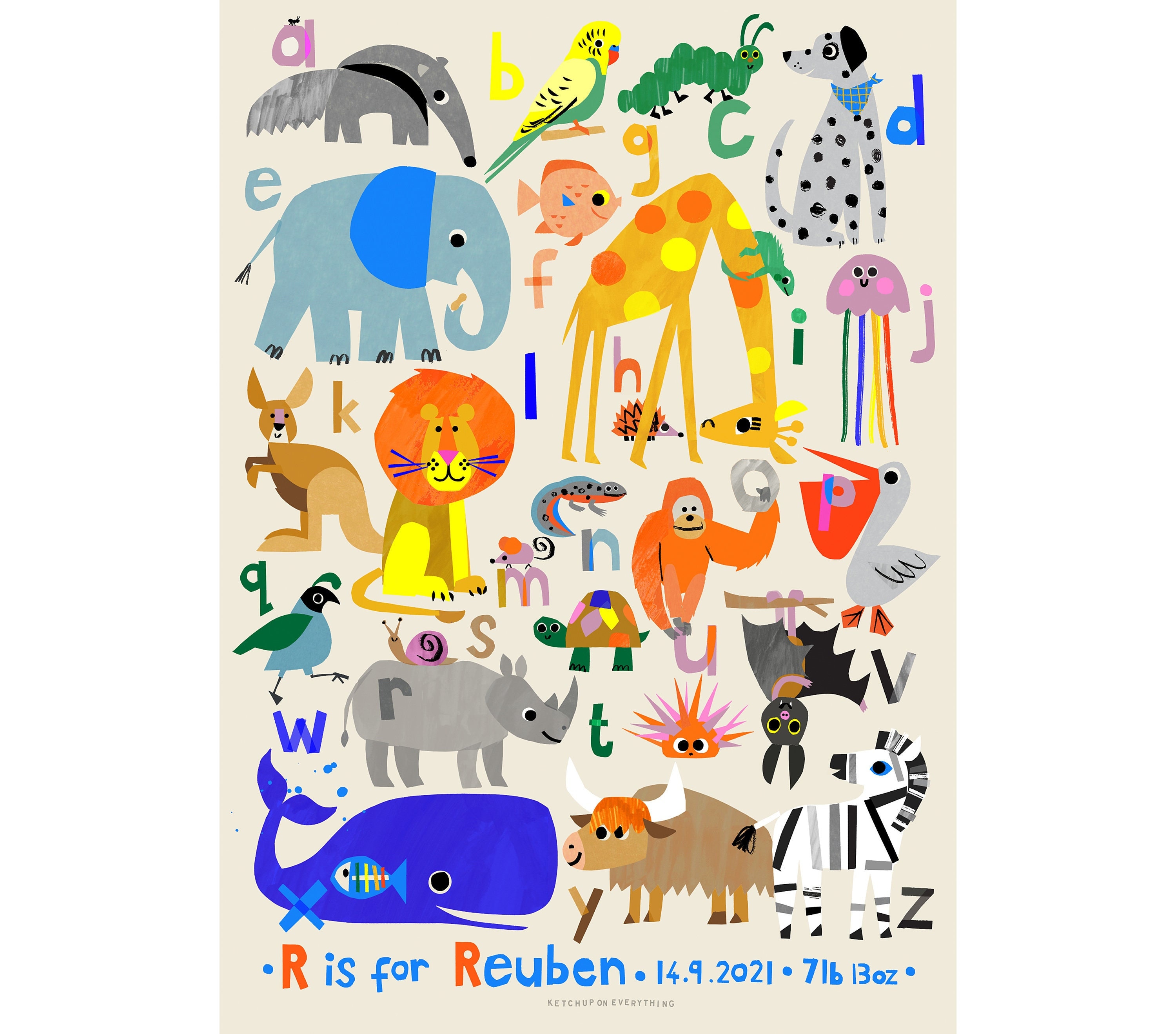 Personalised Animal Alphabet Print - Etsy