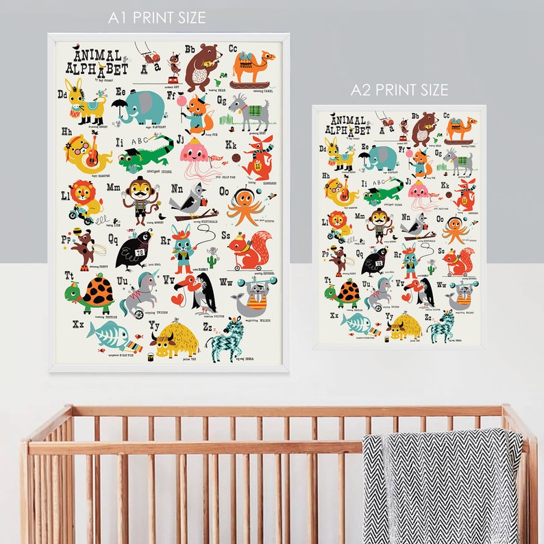 Animal Alphabet Nursery Print Nursery Poster New Baby Print | Etsy UK