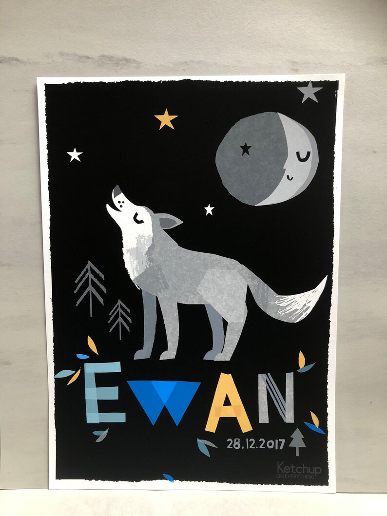 Wolf Personalised Name Print - Etsy UK
