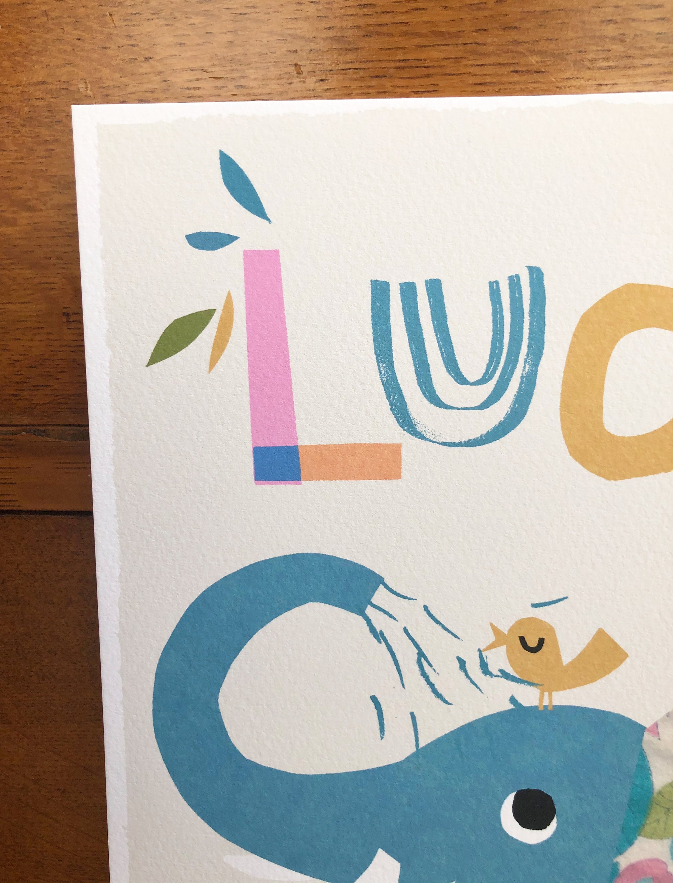 Elephant Personalised Name Print - Etsy