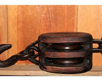 Vintage Industrial Warehouse Pulley Industrial Decor Rustic | Etsy