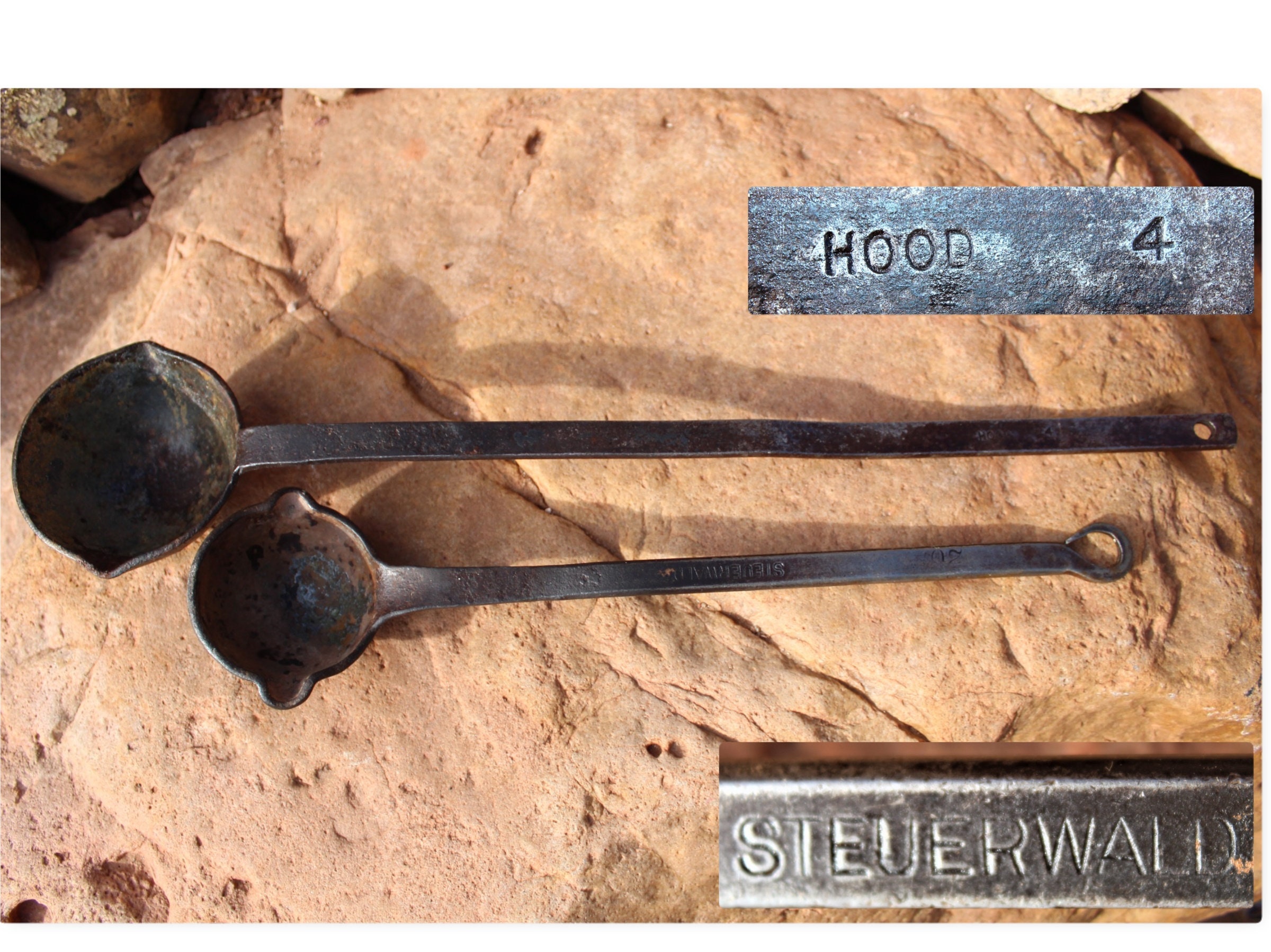 Pair of Antique Smelting Ladles, Blacksmithing Tools
