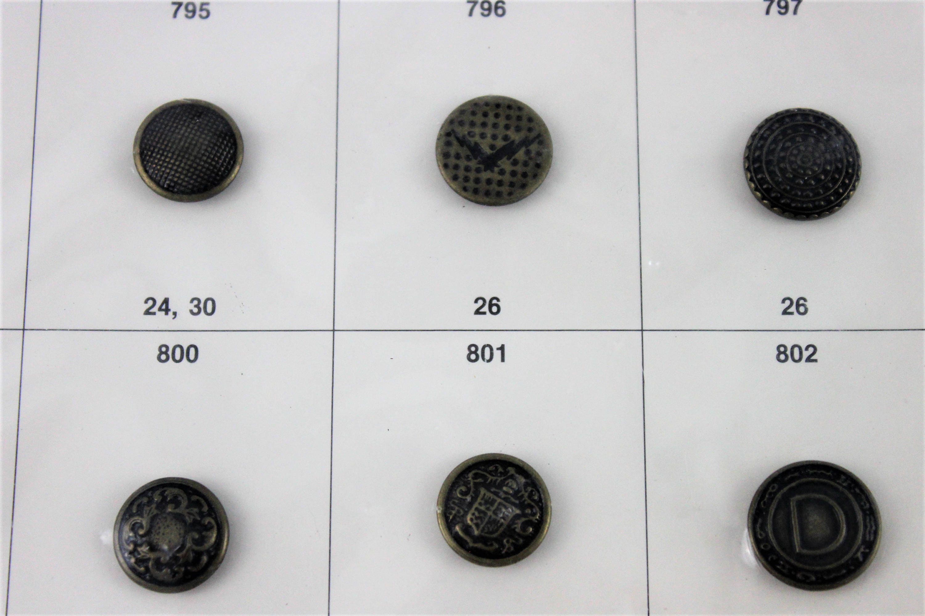 Three Vintage 1960s Button Merchandise Display Catalog Cards, Meatl Buttons