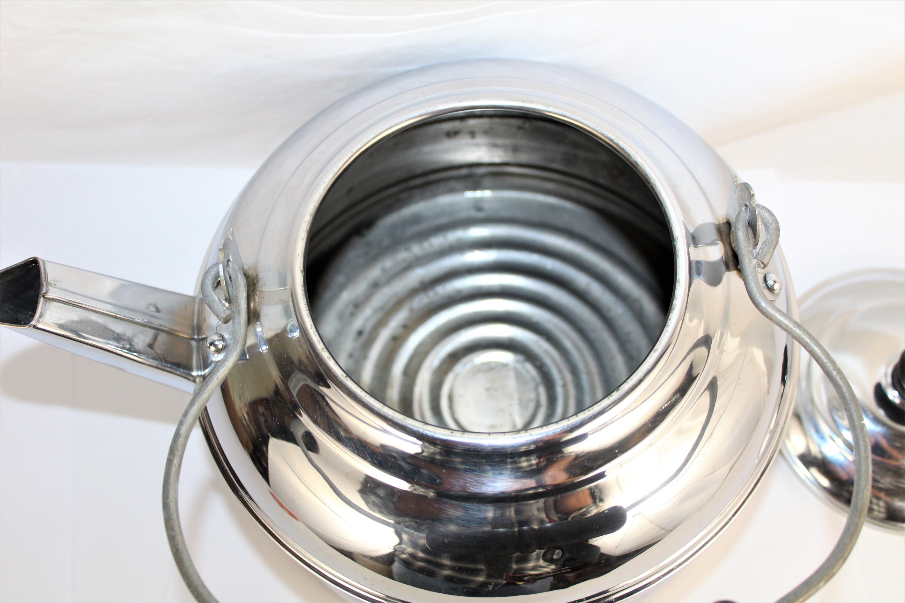 1950s Revere Ware Tea Kettle, Chrome Plated Copper, Never Used