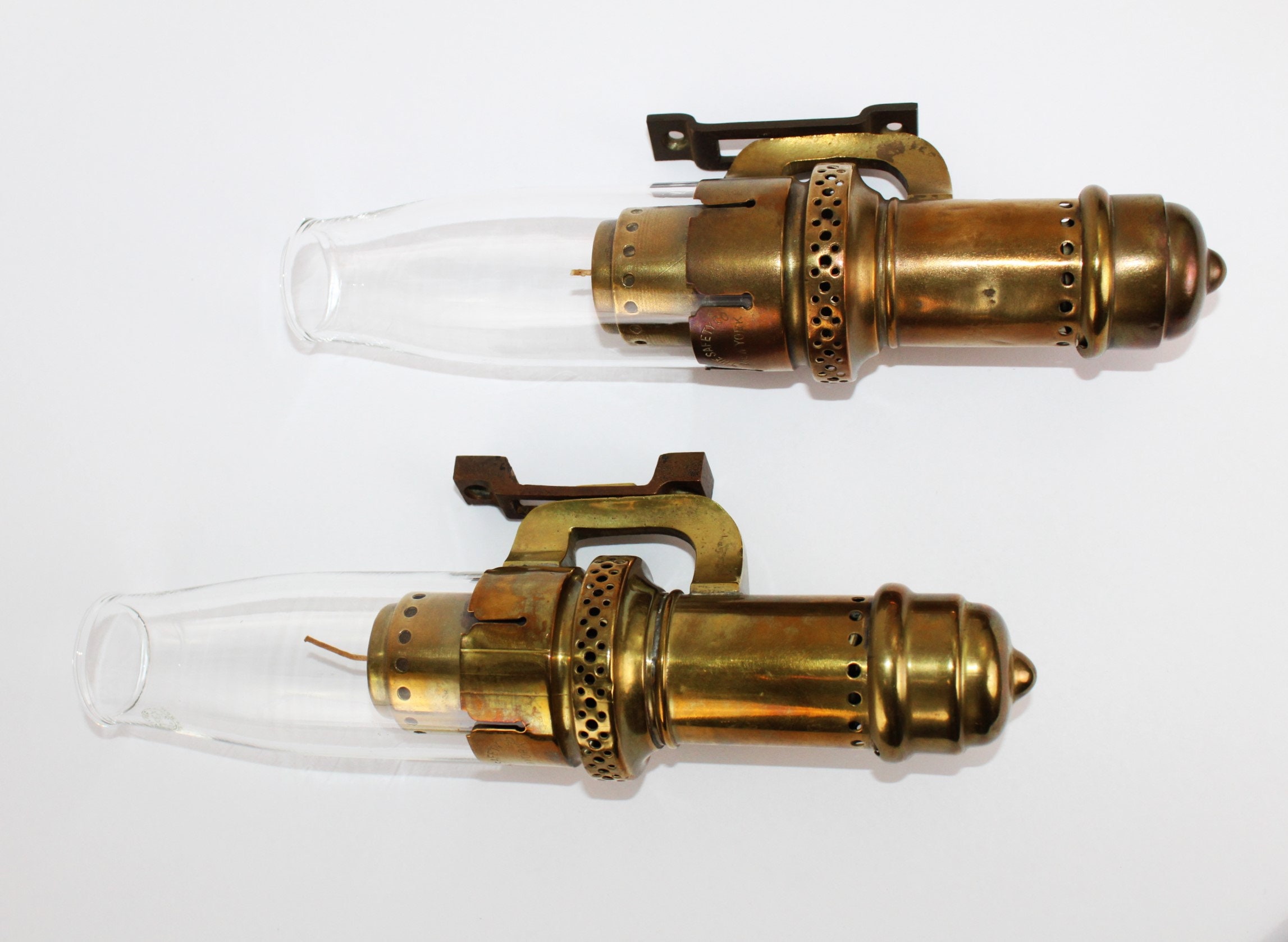 1920s Railway Post Office Candle Lamps with Hanging Brackets