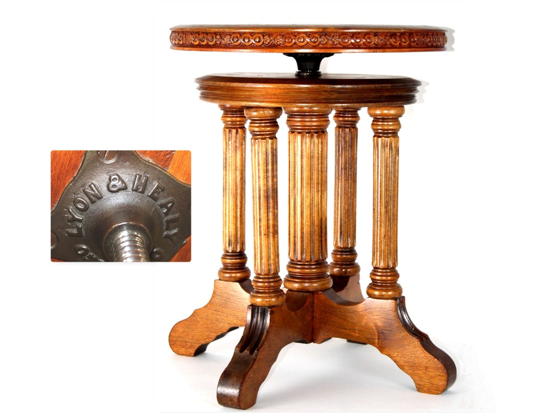 Antique Lyon & Healy Five Pillar Piano Stool / Harp Stool - Etsy