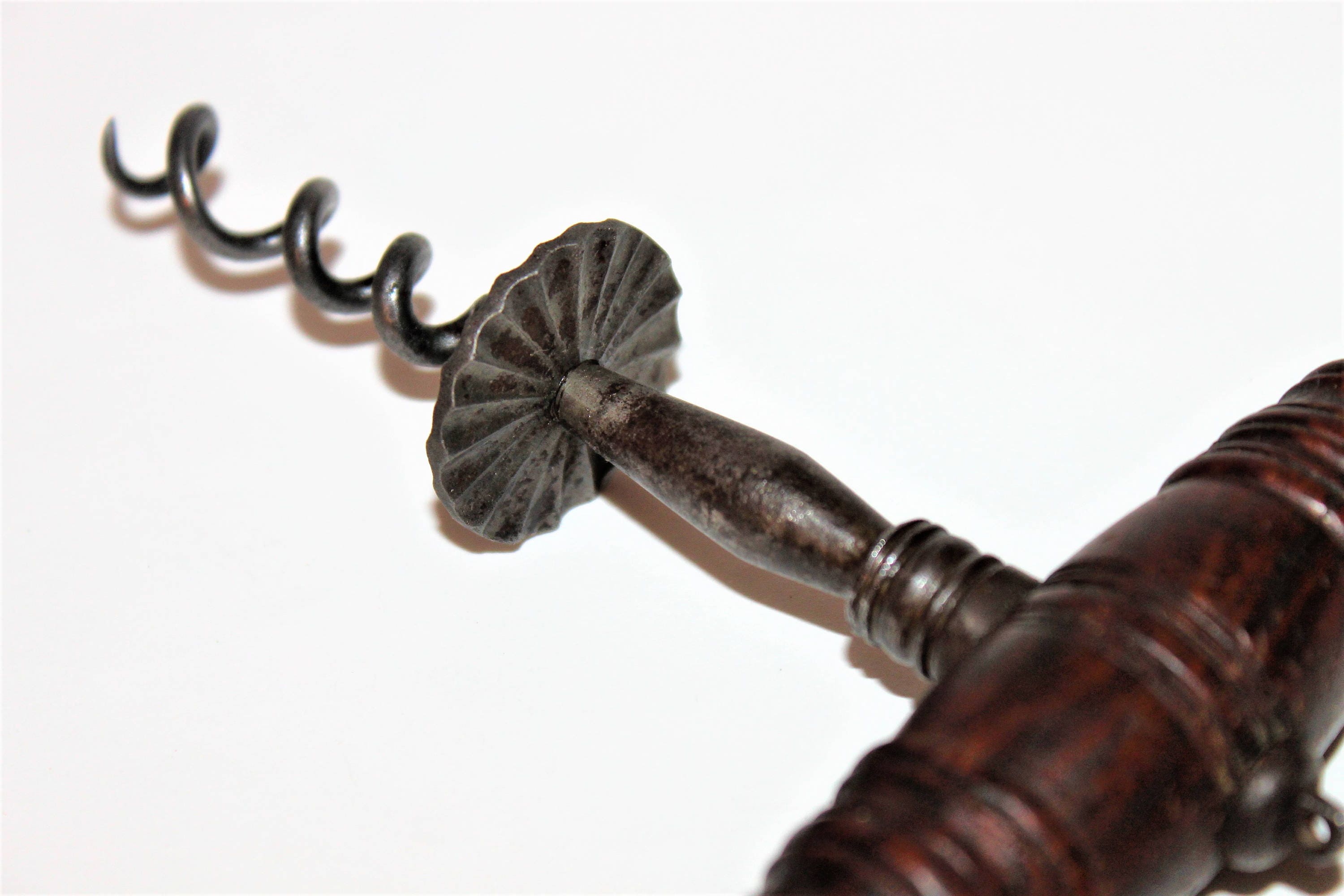 Antique English Corkscrew with Button & Dusting Brush