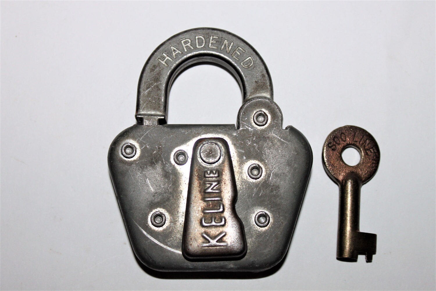 Vintage Keline Padlock made for the Soo Line Railroad with matching key