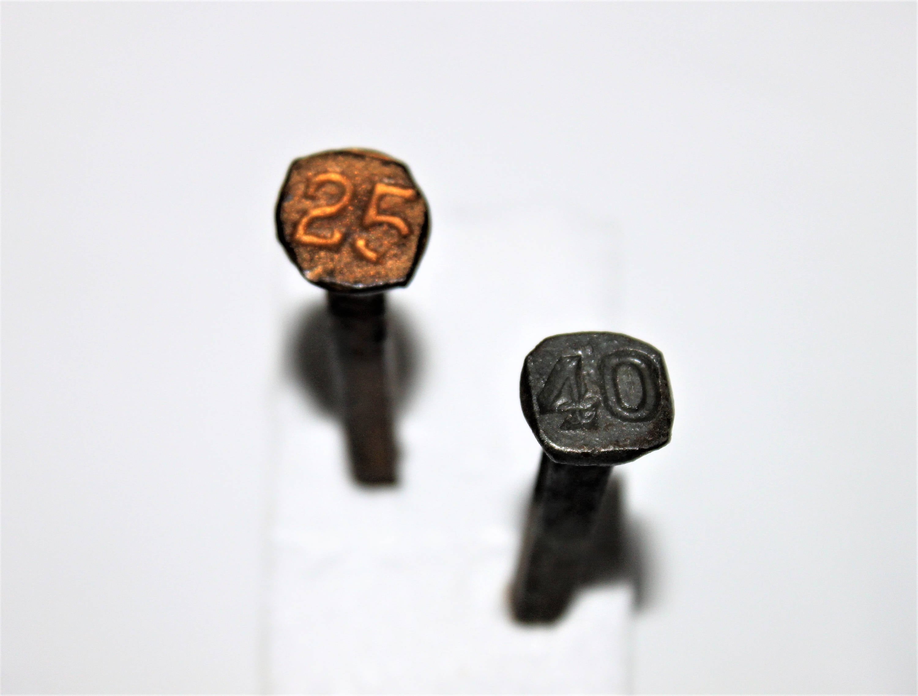 Vintage Square Shank Railroad Date Nails 1925, 1940, Railroad Memorabilia