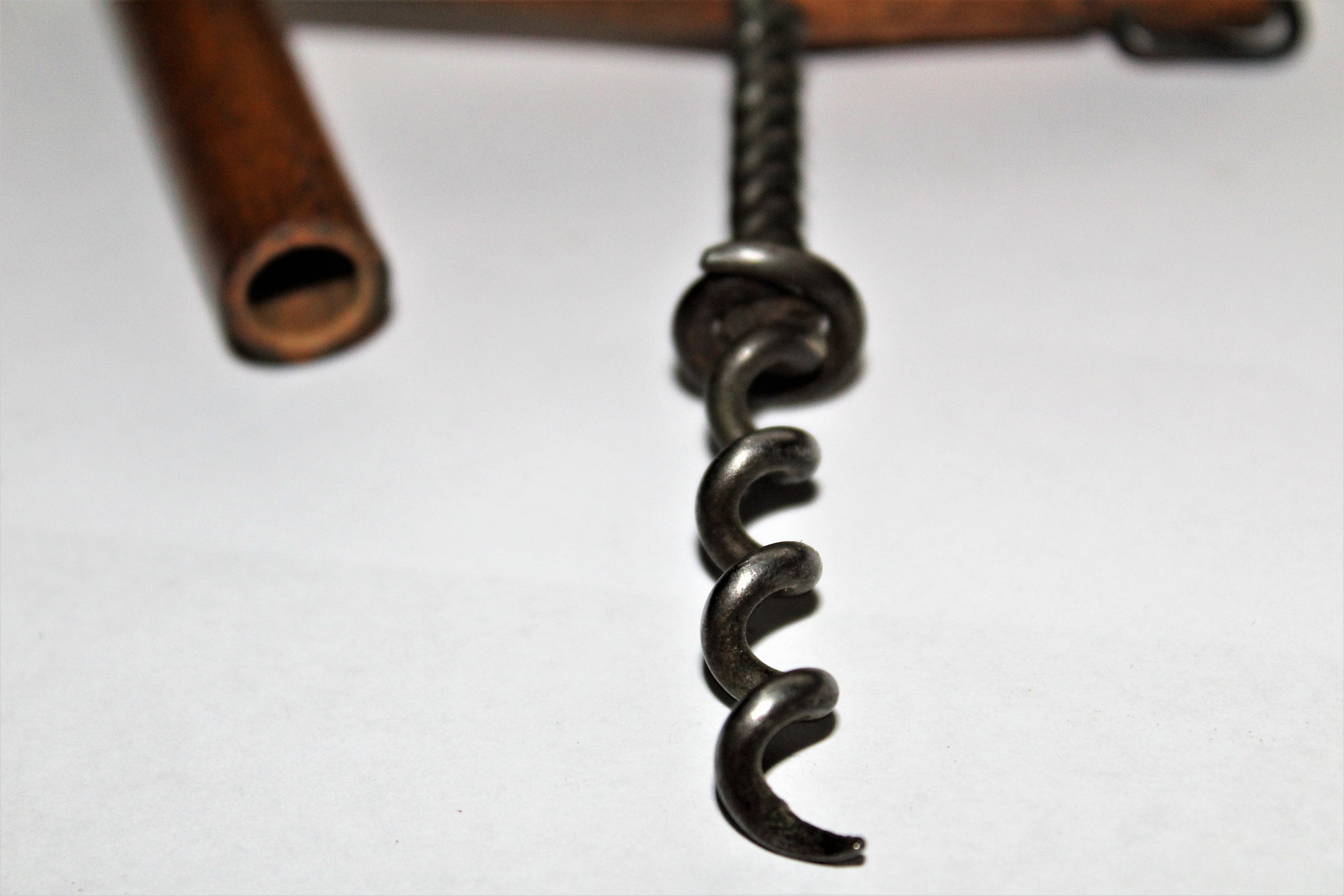 Antique William Rockwell Clough Wood T-Style Corkscrew with Wood Sheath ...