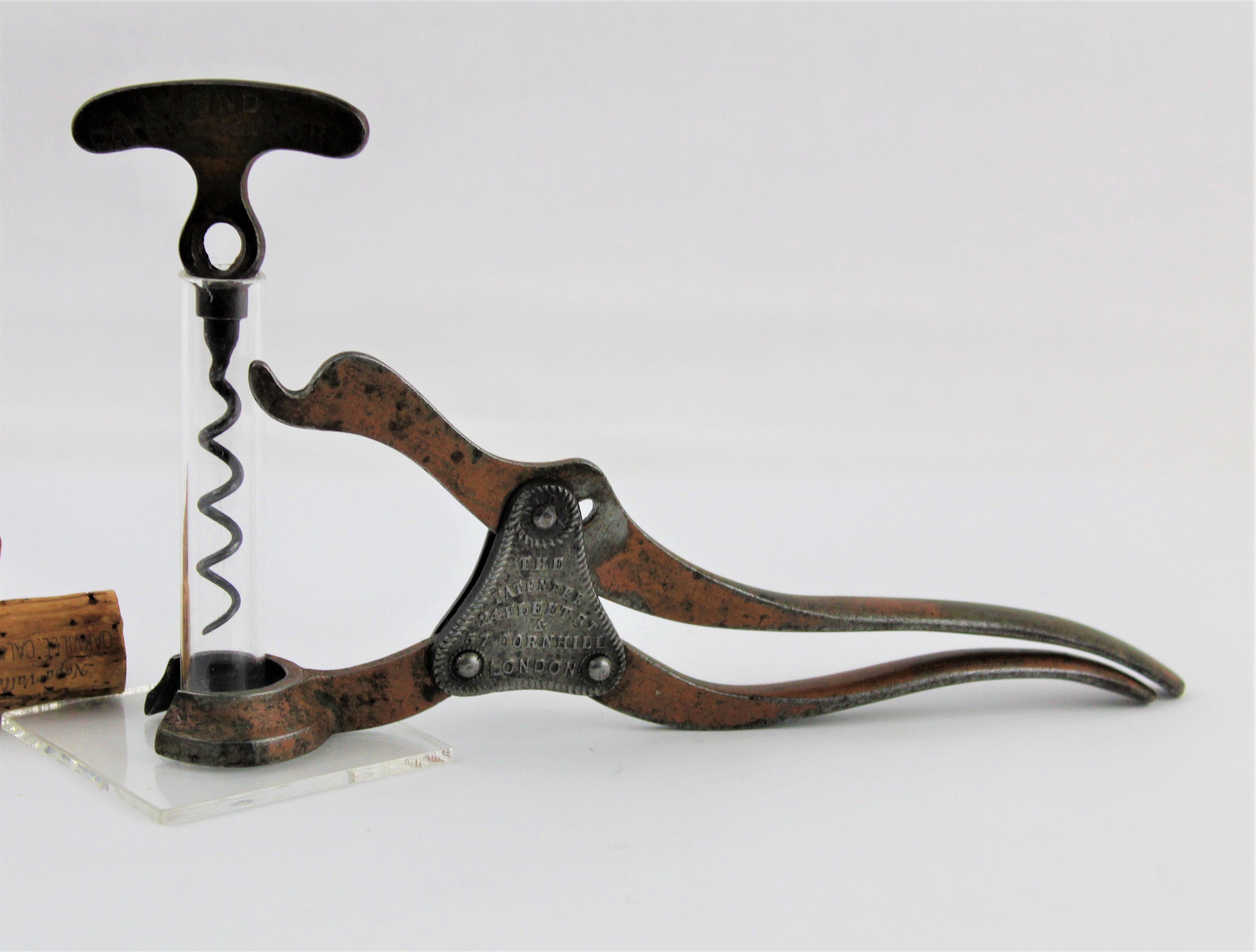 Antique Corkscrew, 1855 LONDON LEVER Corkscrew, LUND Single Lever ...