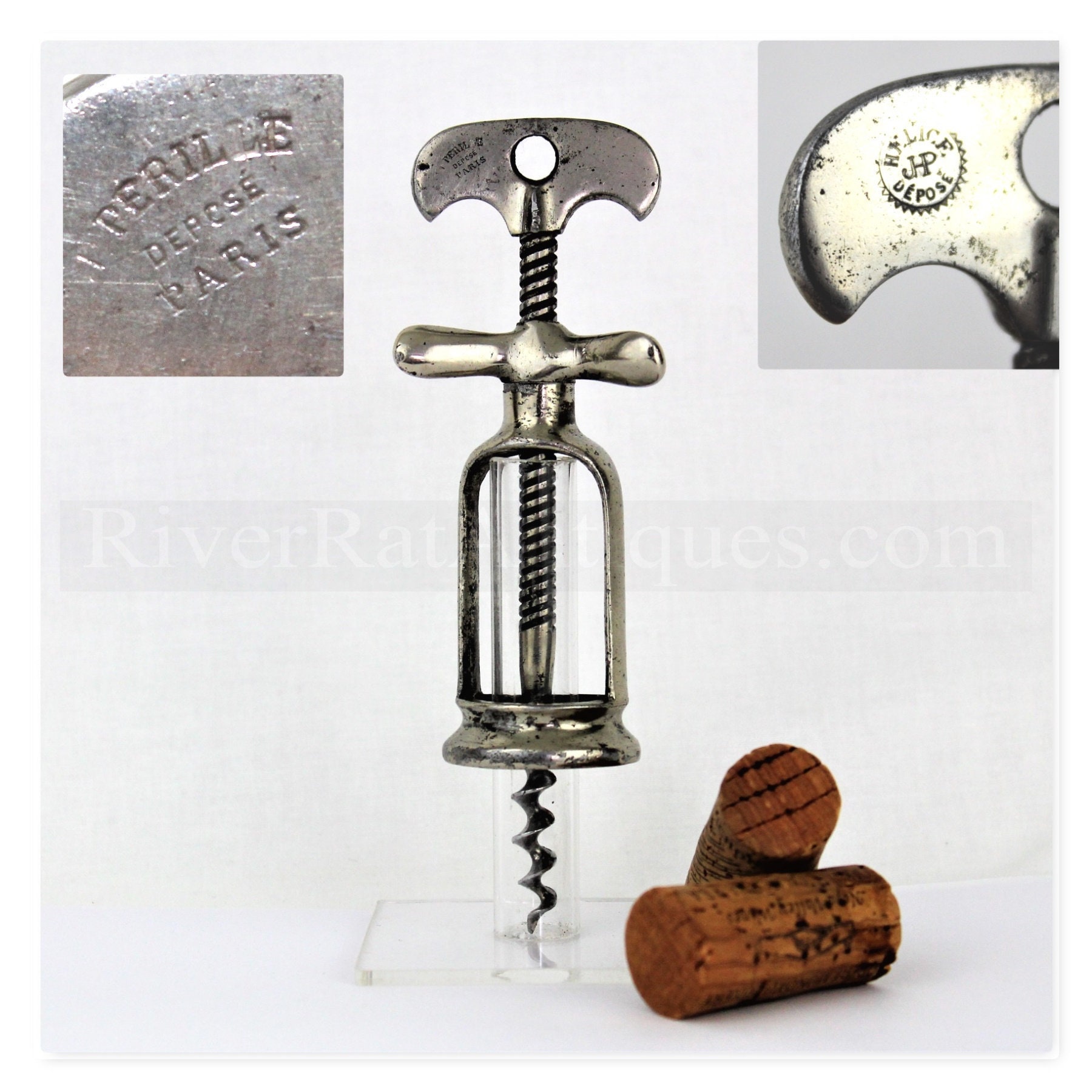 Antique 1876 French HELICE JHP, Perille PARIS Corkscrew, Jacques Perille’s