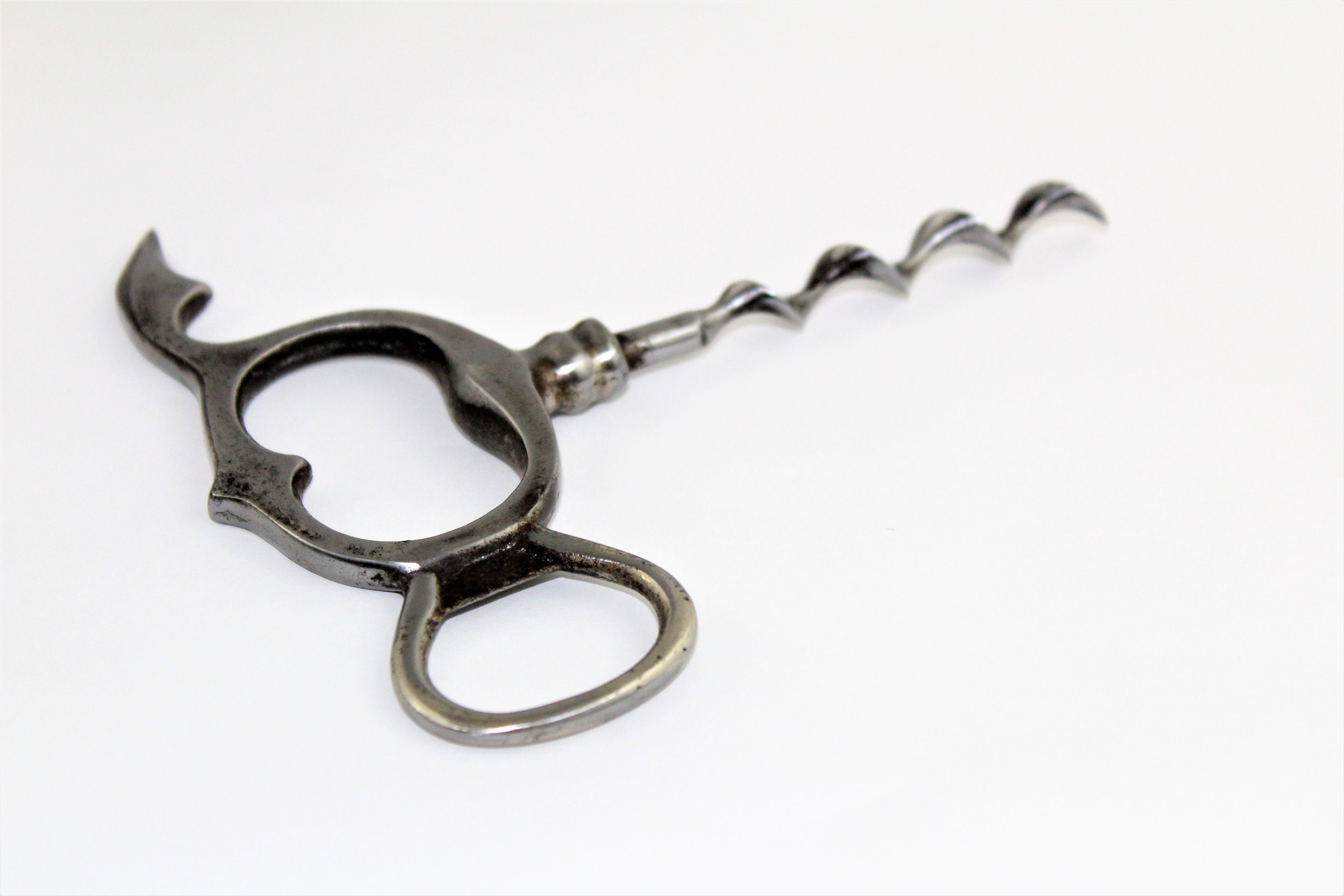 Antique Corkscrew, English Four Finger Pull Corkscrew with a Cap lifter ...