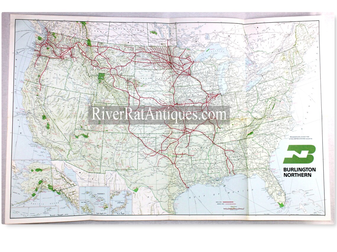 1981 Burlington Northern Railroad Route Map Railroad - Etsy