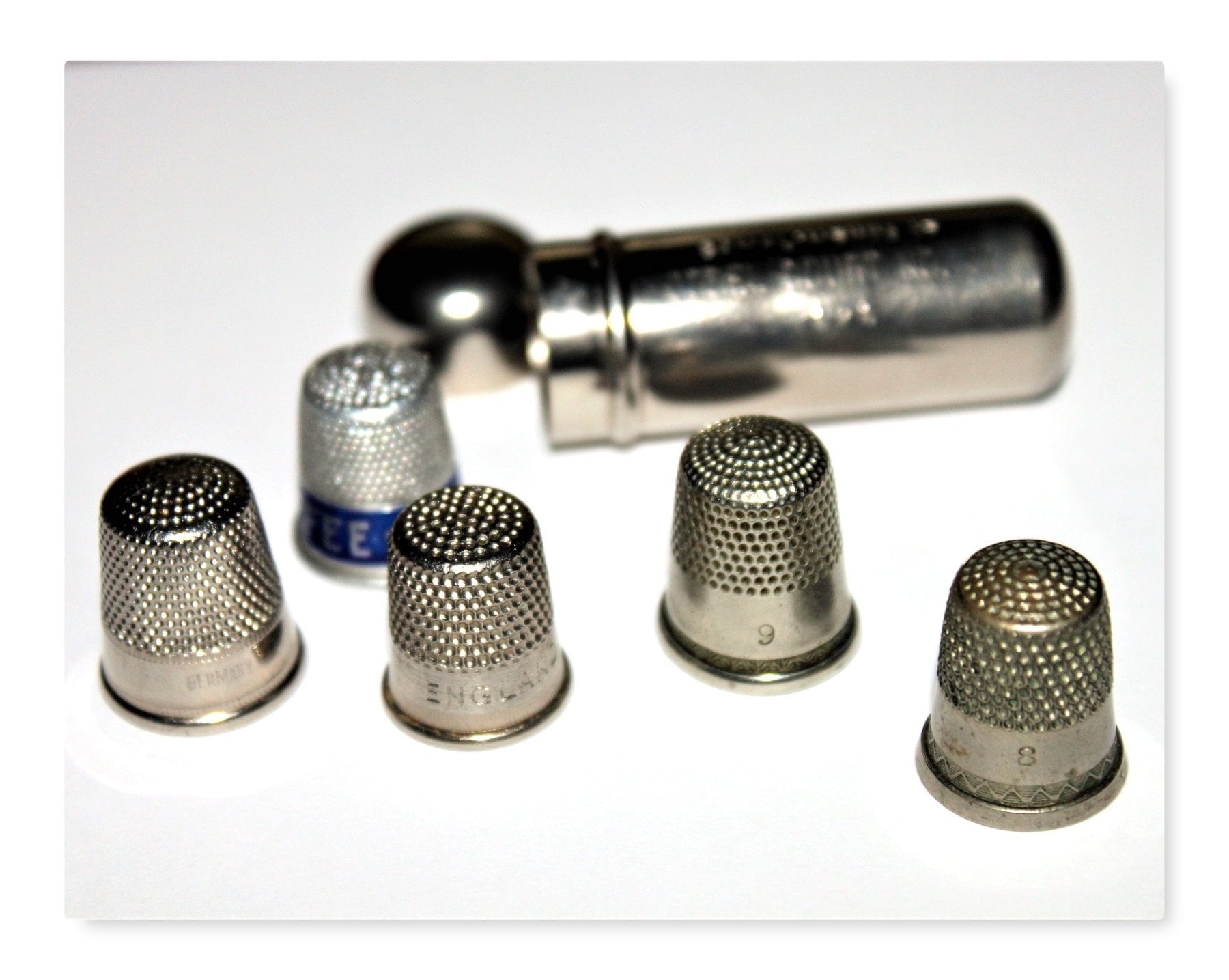 Antique Silver Plated Thimble Holder Engraved ‘Compliments of Jobel ...