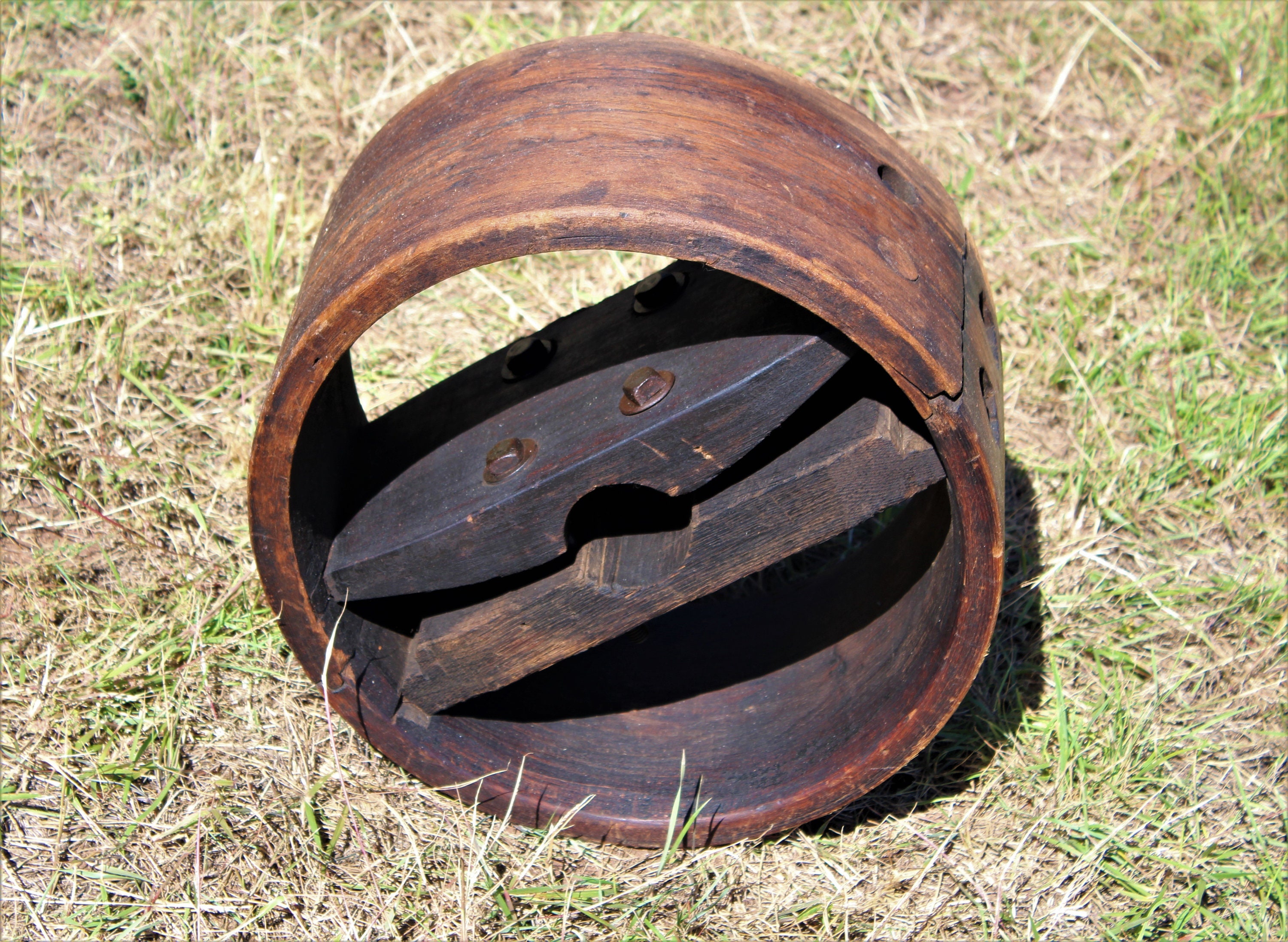 Antique Wheel, 17” Wood Wheel, Split Pulley Wheel, Flat Belt Pulley ...