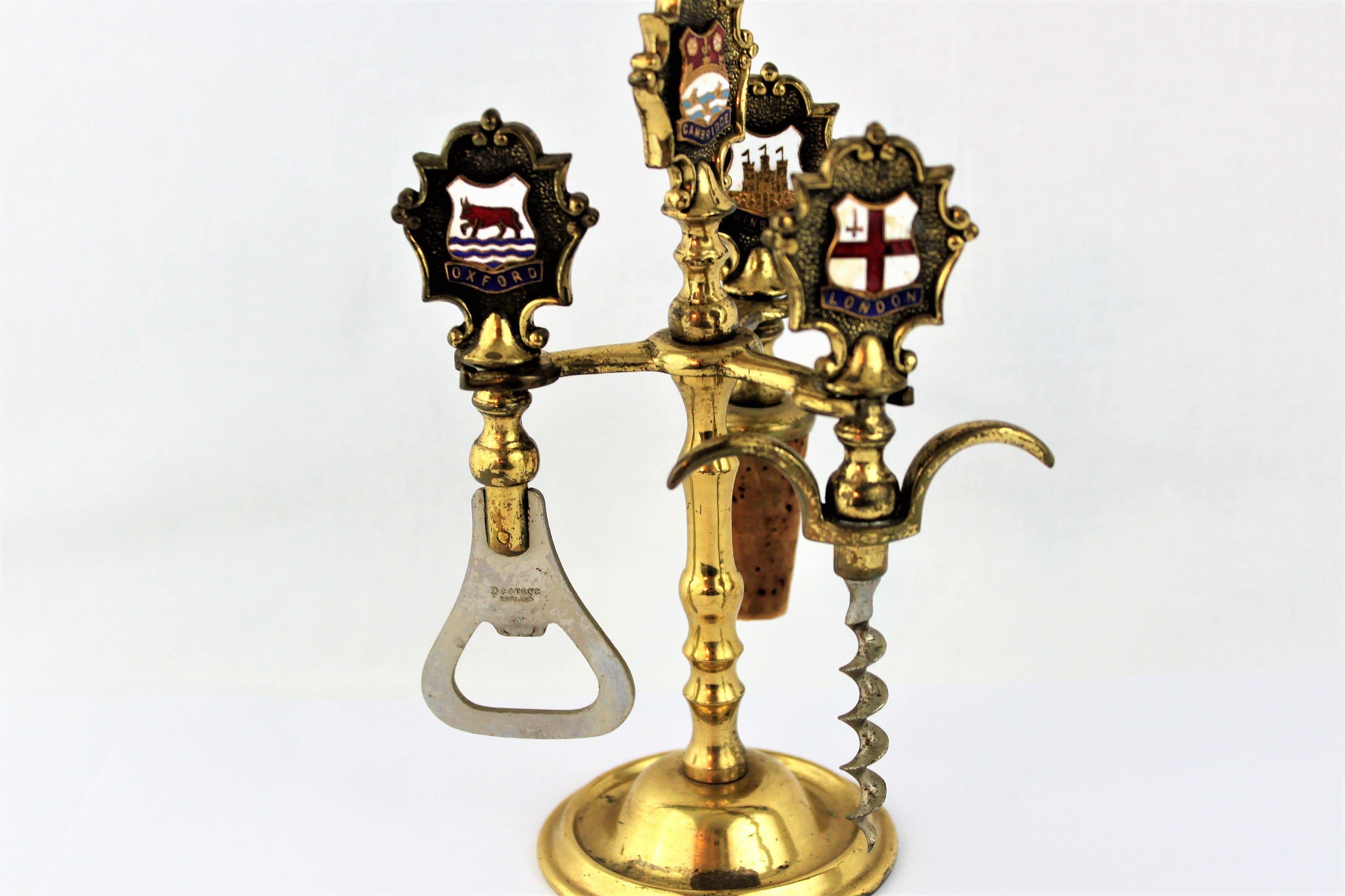 Vintage English Brass Barware Set, Featuring the English Crests of ...