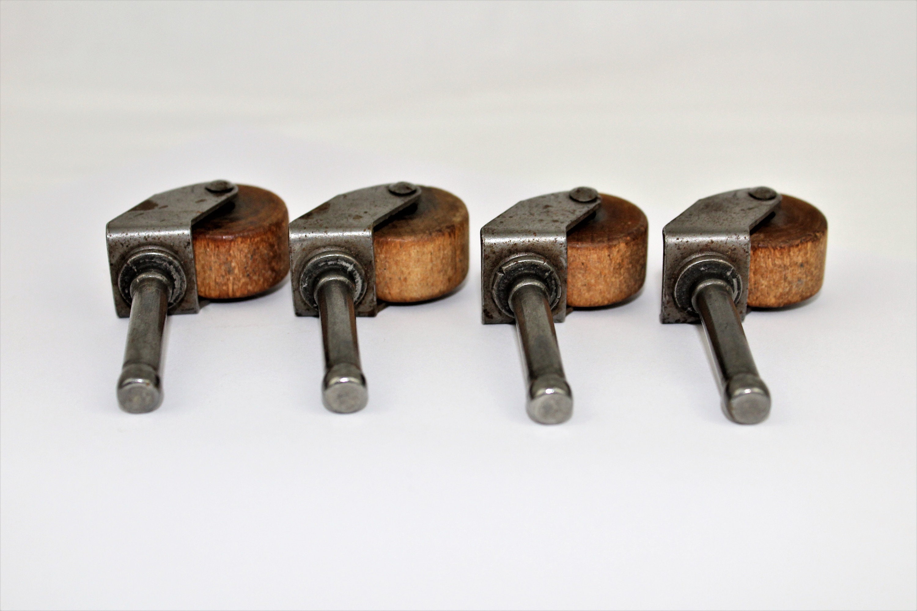 Antique Set Of Four Wood Swivel Castor Caster Wheels