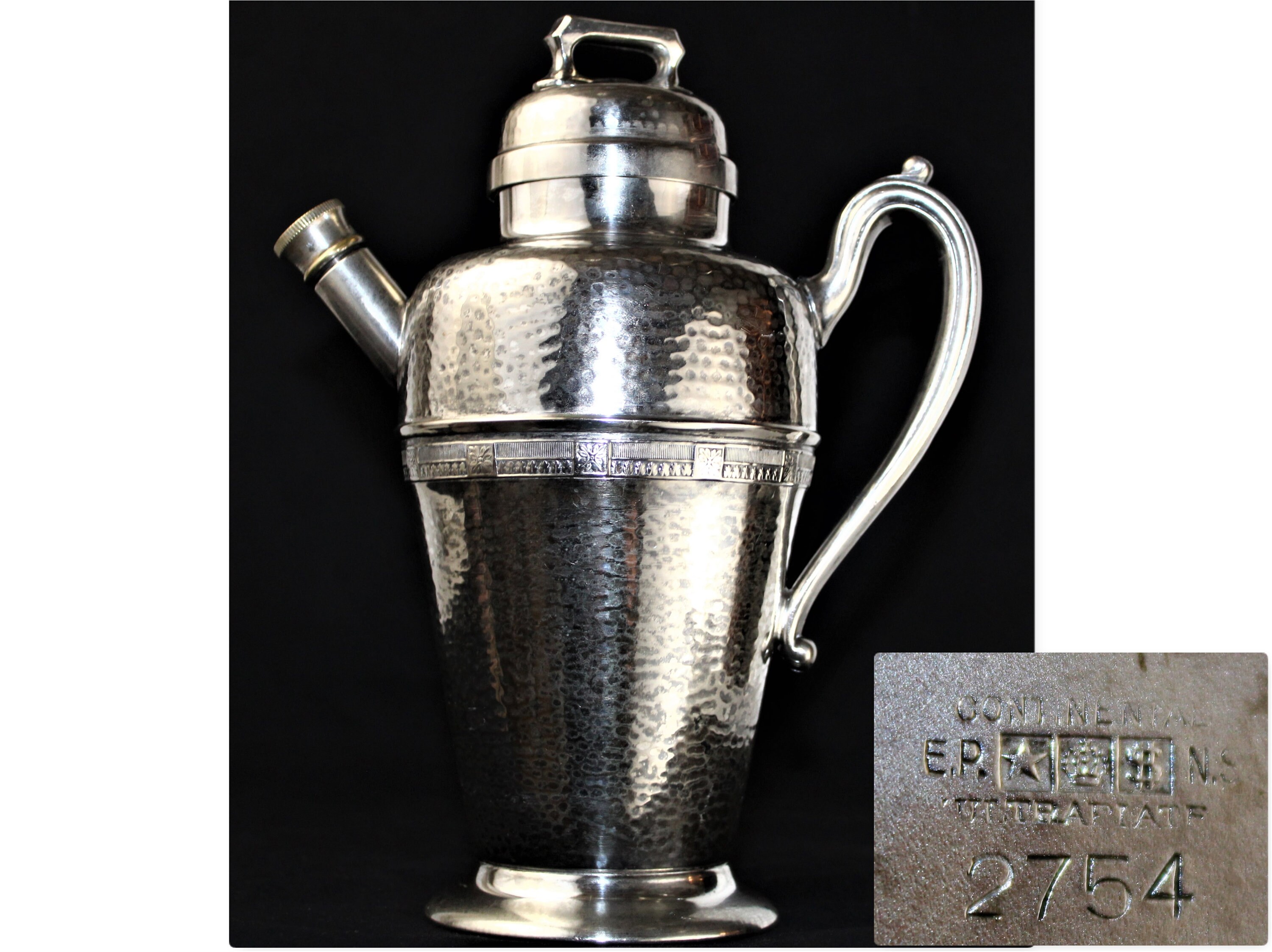Antique Silver Martini Shaker Continental Silver Co Art Deco Barware Antique Silver Martini Shaker Continental Silver Co Art Deco Barware