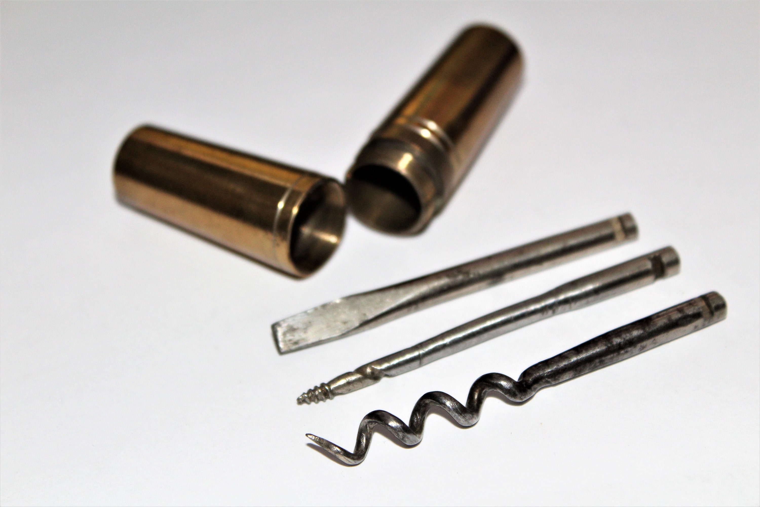 Antique German Brass Roundlet Travel Multi-Tool with Corkscrew