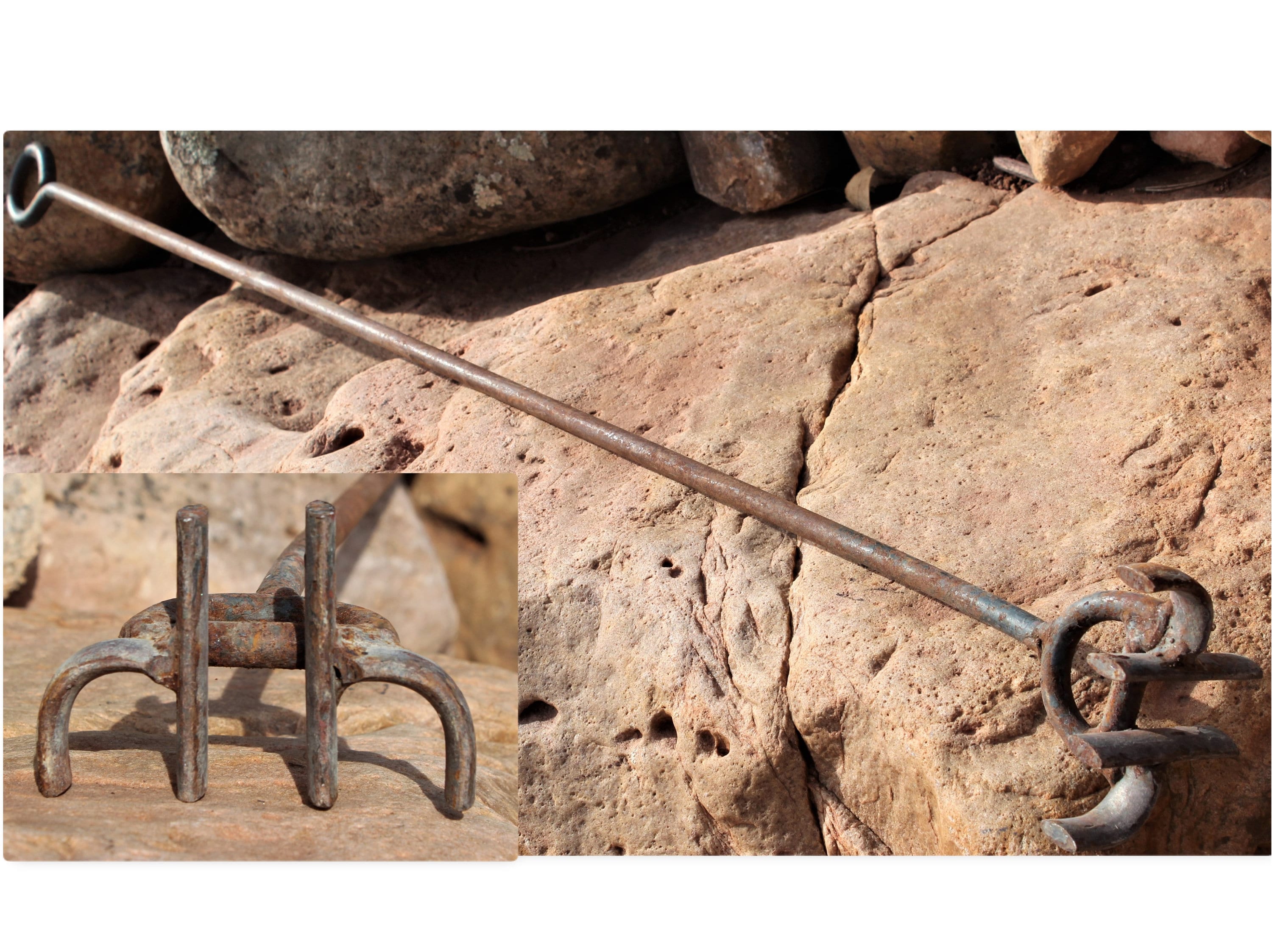 Vintage Hand Forged Branding Iron, Double H Brand, Western Memorabilia