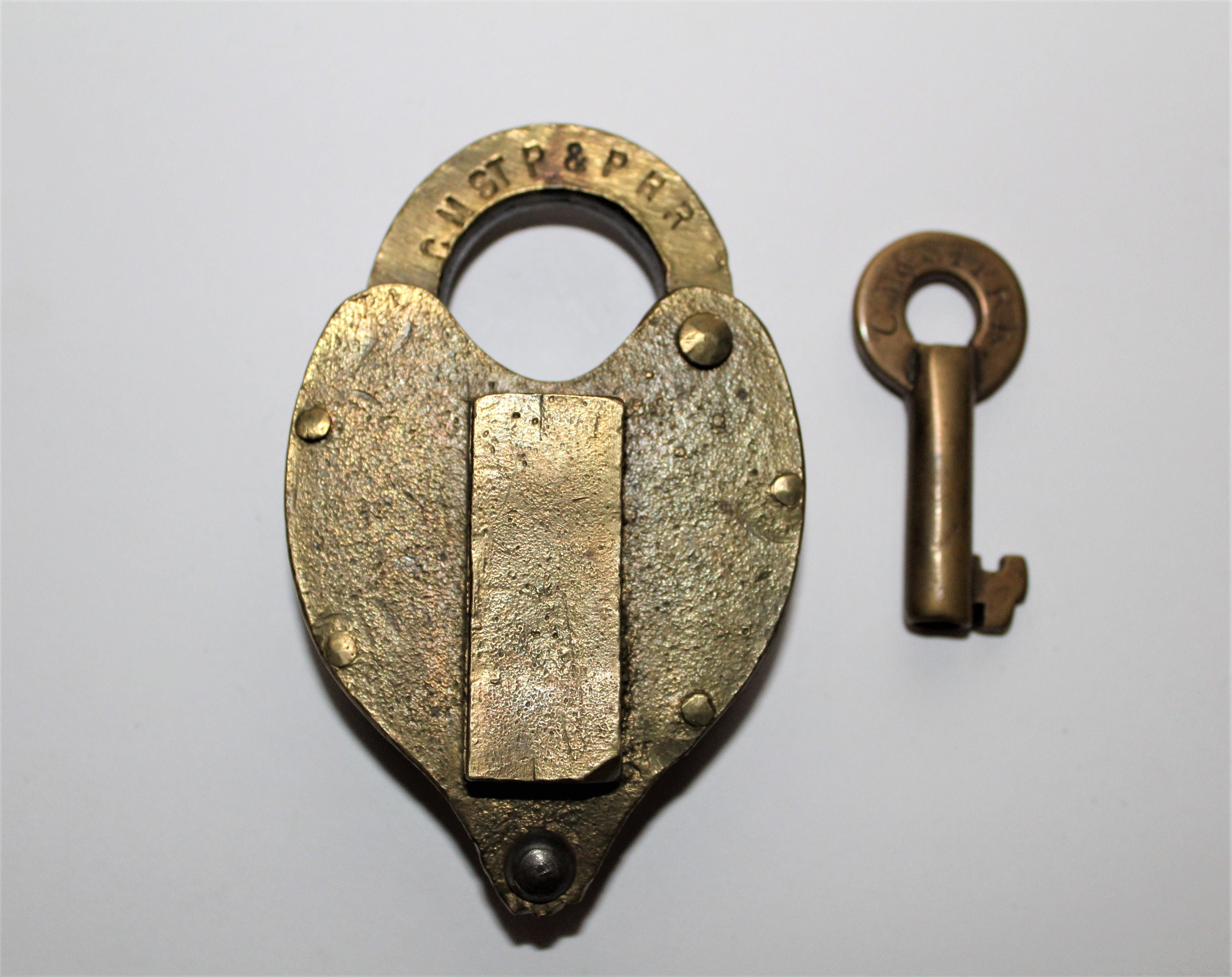 1950s Hansel Brass Padlock with Matching Key CM ST P & P RR Chicago ...