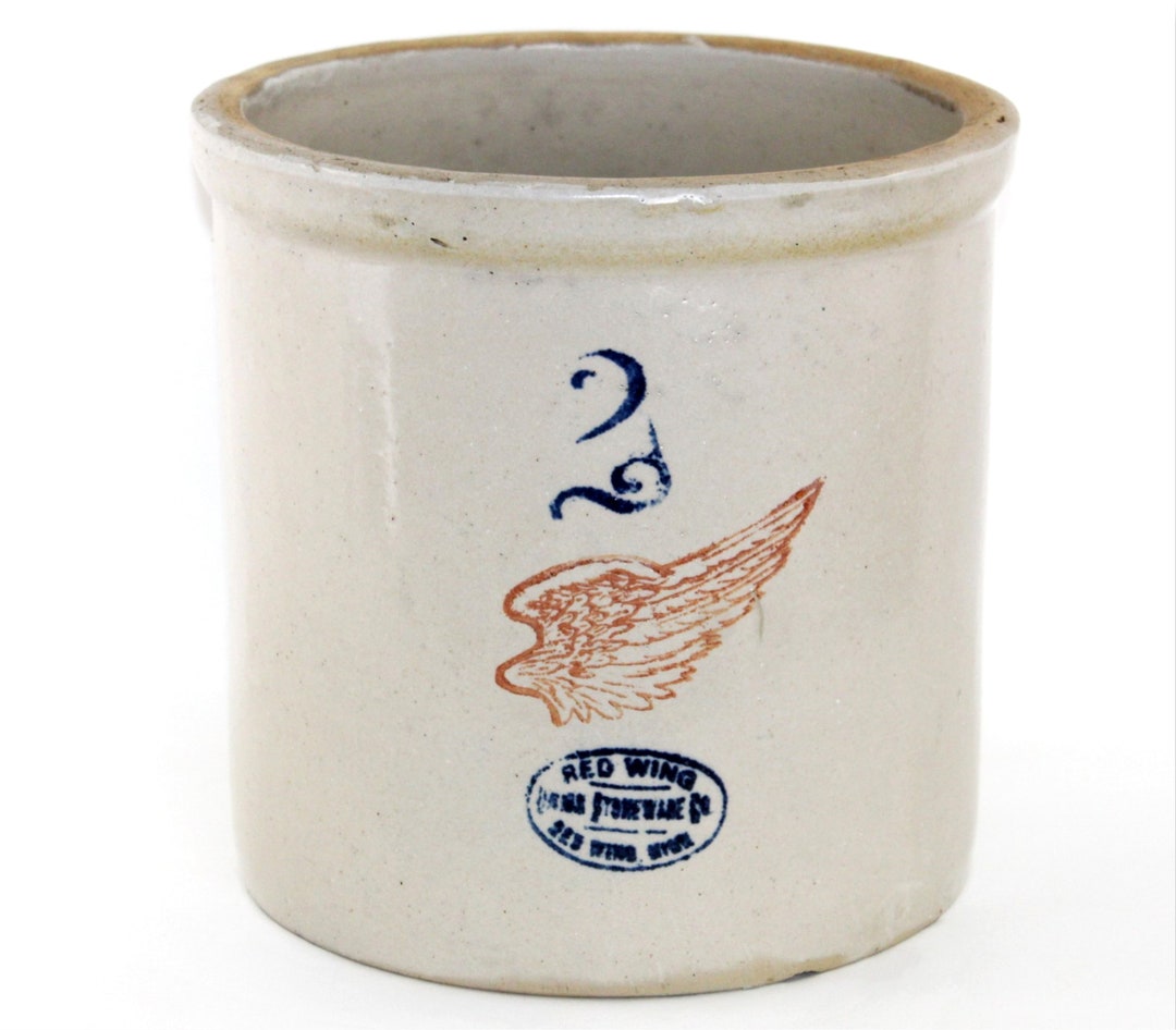 Antique 1920s Red Wing Union Stoneware 2 Gallon Crock, With 4-inch Red ...