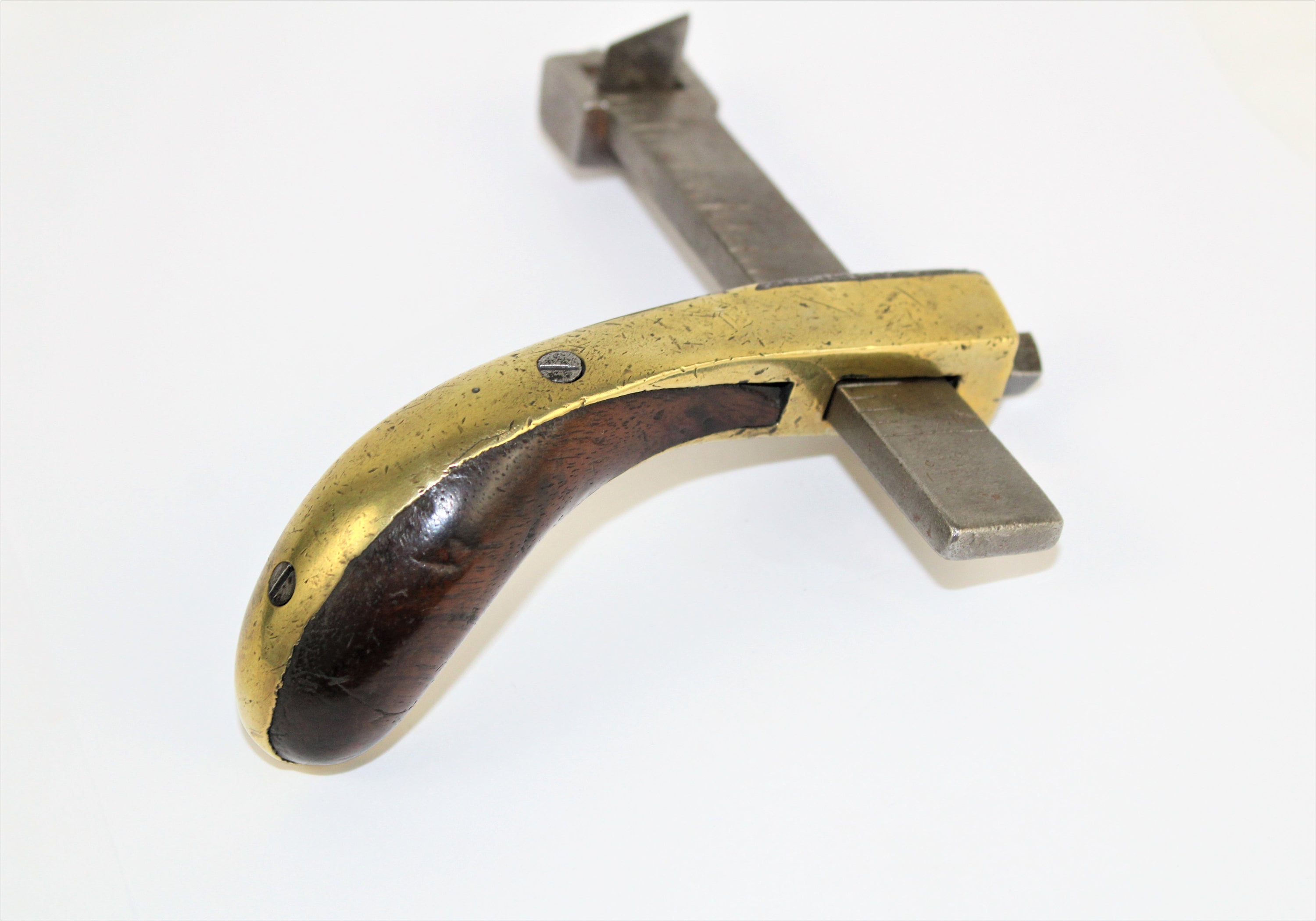 Antique 1877, C S Osborne Pistol Grip Draw Gage, Leather Slitter