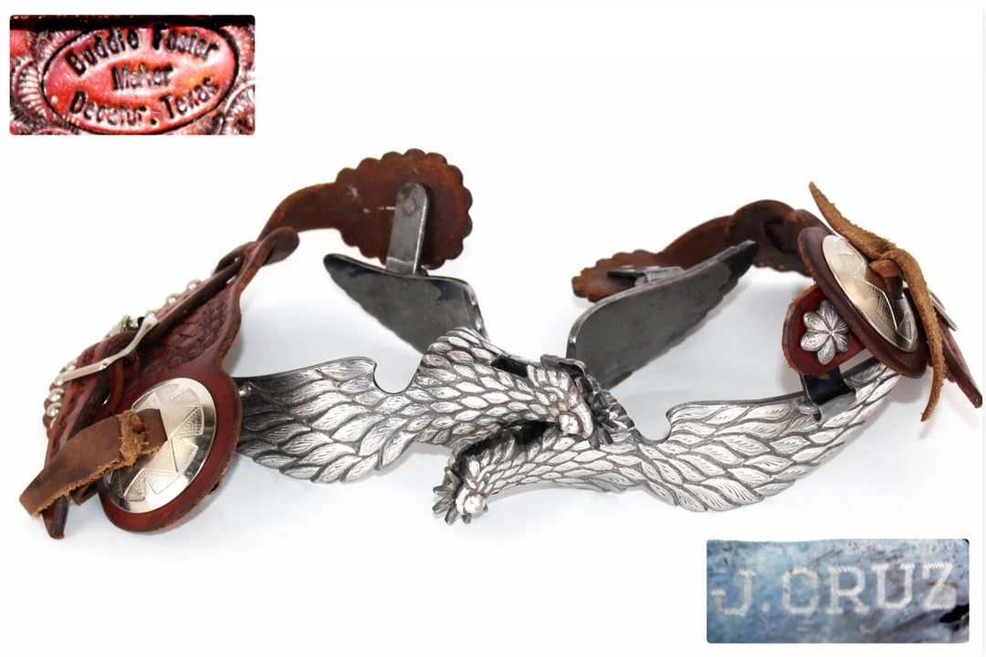 Extremely RARE Western Spurs, J Cruz Silver Eagle Parade Spurs With ...