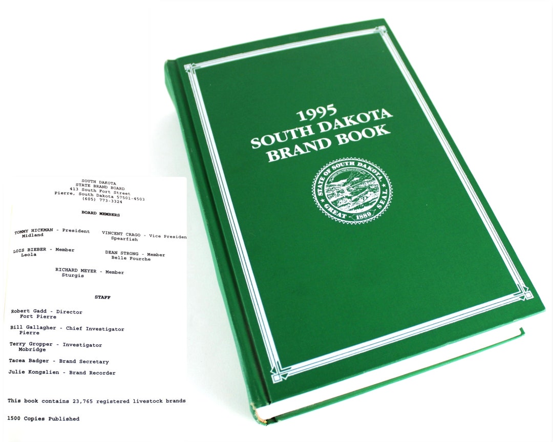 1995 South Dakota Livestock Brand Registry: Vintage Western Cattle ...