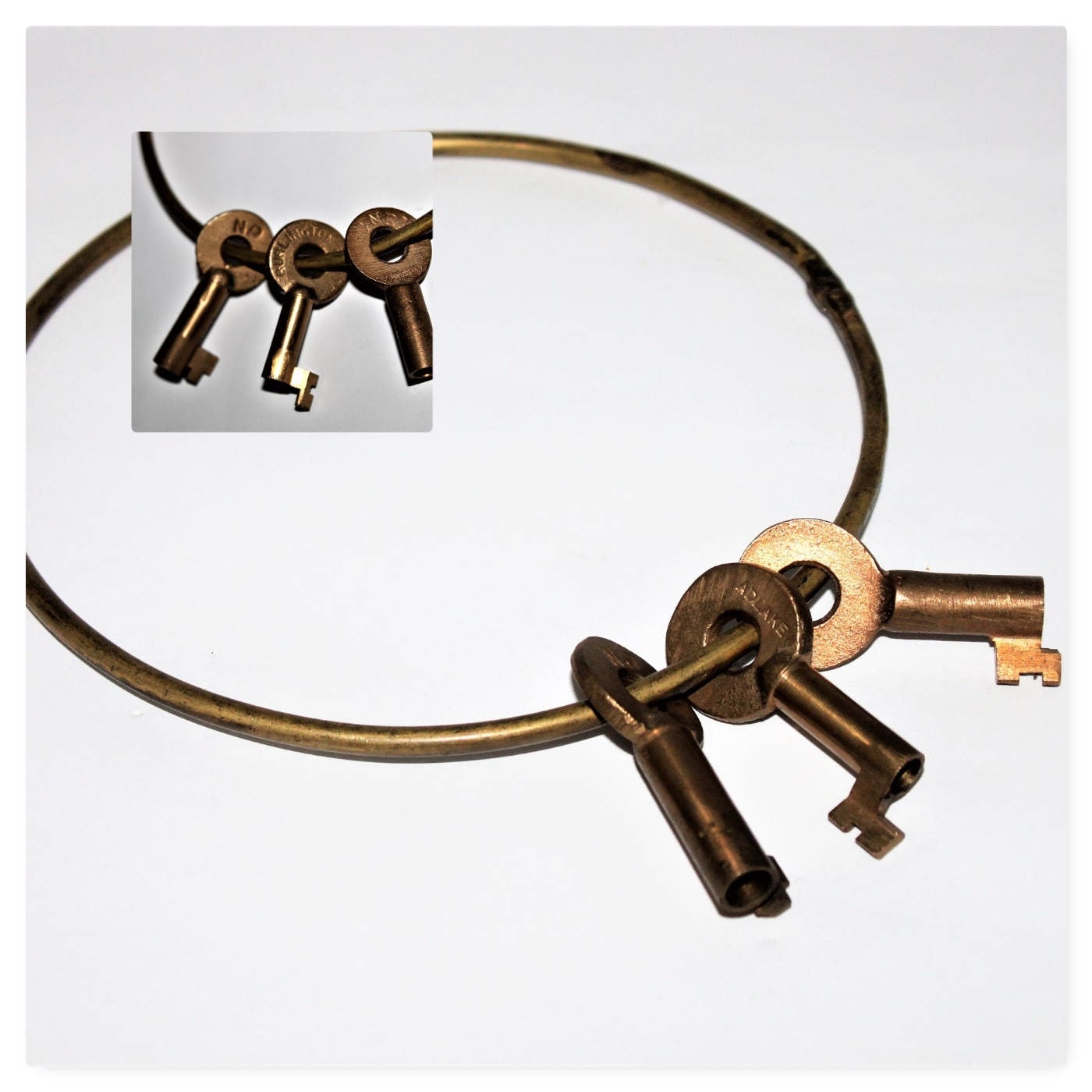 Vintage Railroad Conductors Brass Keyring with Three Brass Hollow ...