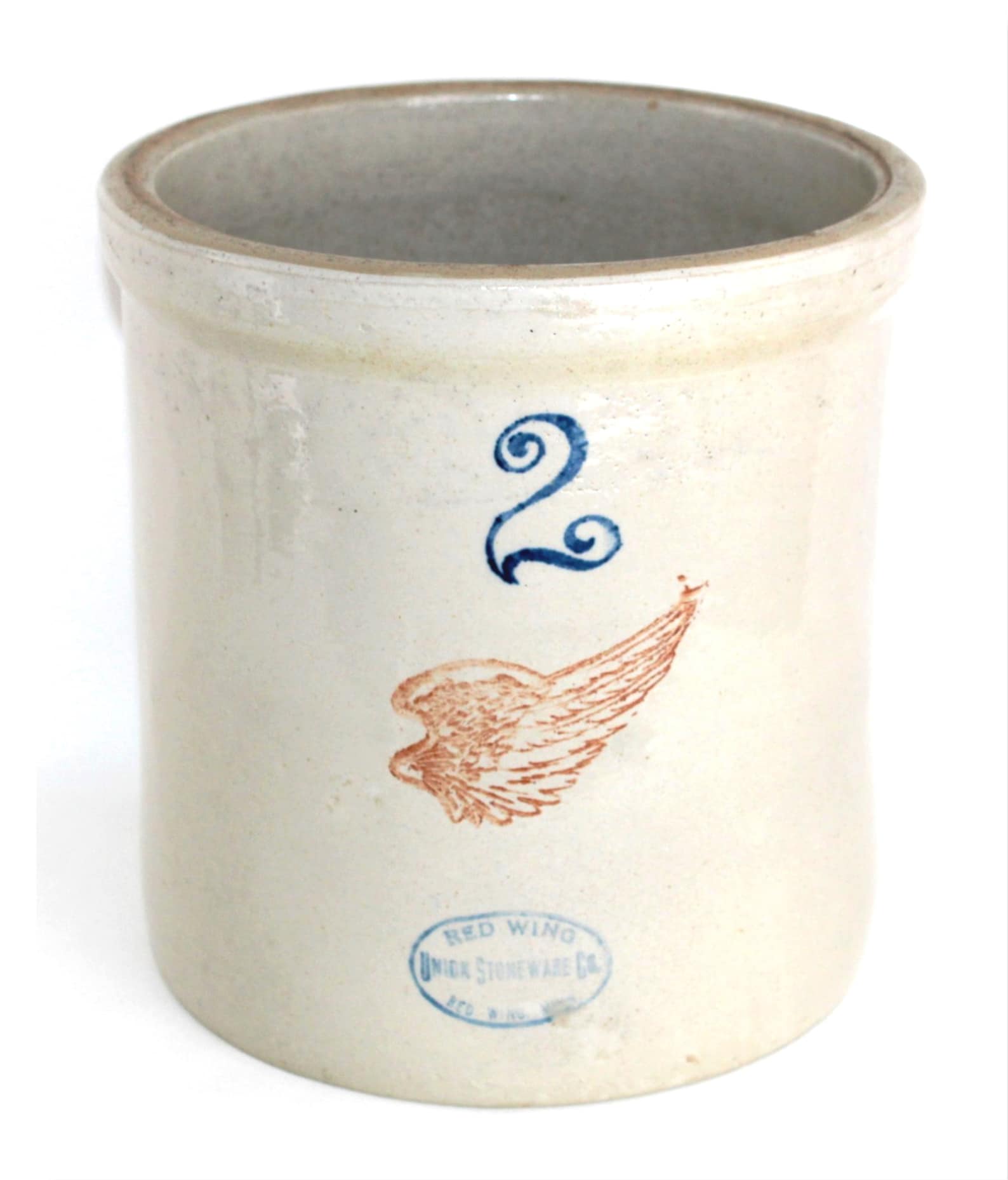 Antique 1917 Red Wing Union Stoneware 2 Gallon Crock, With 4-inch Red ...
