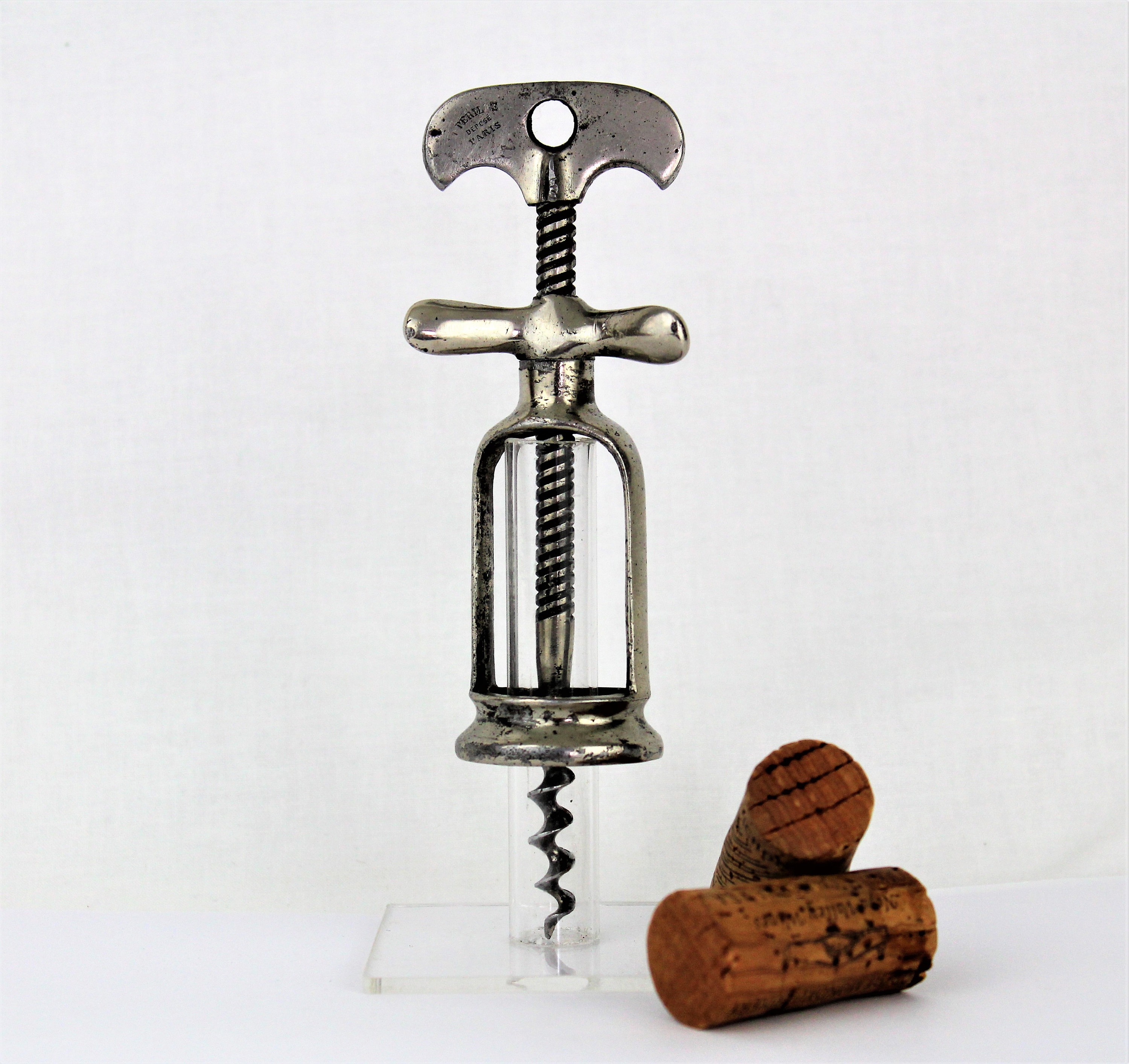 Vintage French Corkscrew Mechanical Corkscrew with Rack and Pinion ...