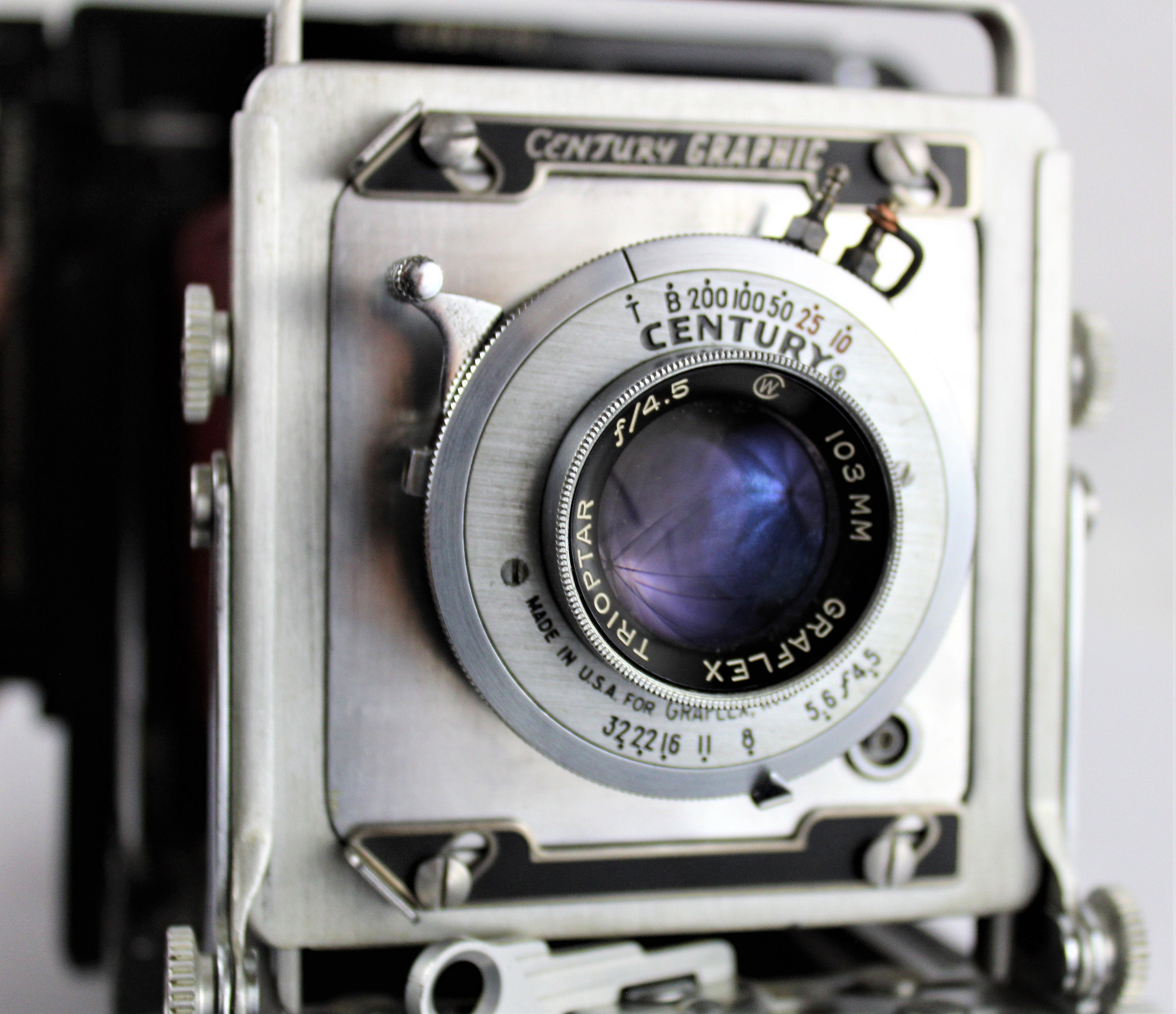 1950s Graflex Century Graphic Camera, Folding Camera, Red Bellows Camera