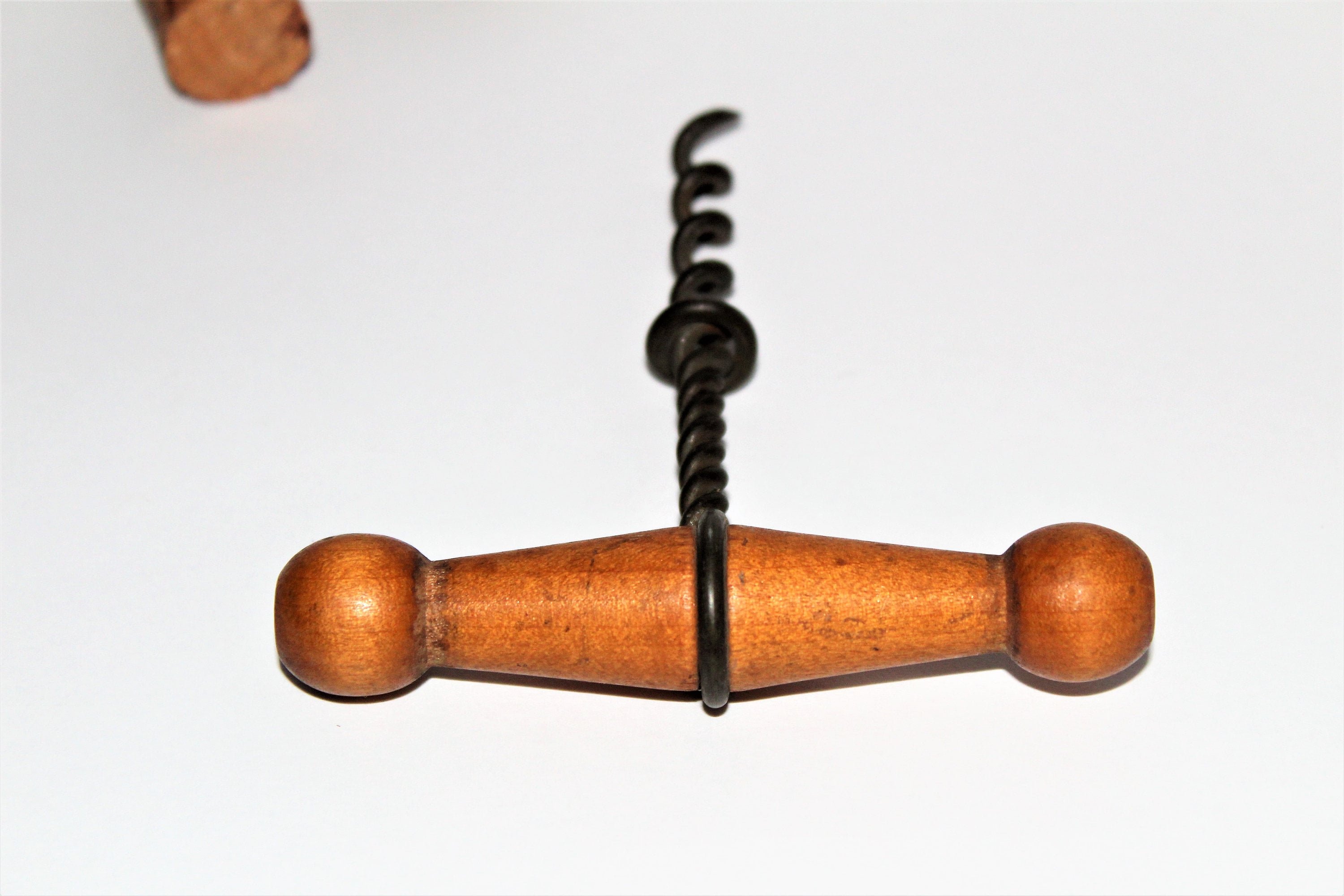 Antique Corkscrew, 1890s William Rockwell Clough Wood T-Style Corkscrew ...