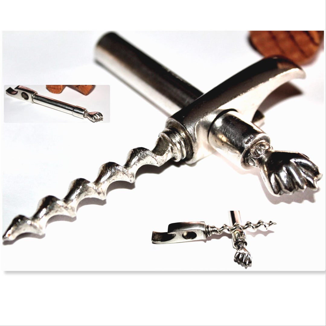 Vintage Corkscrew, Sterling Silver Corkscrew With Fig Fist - Etsy