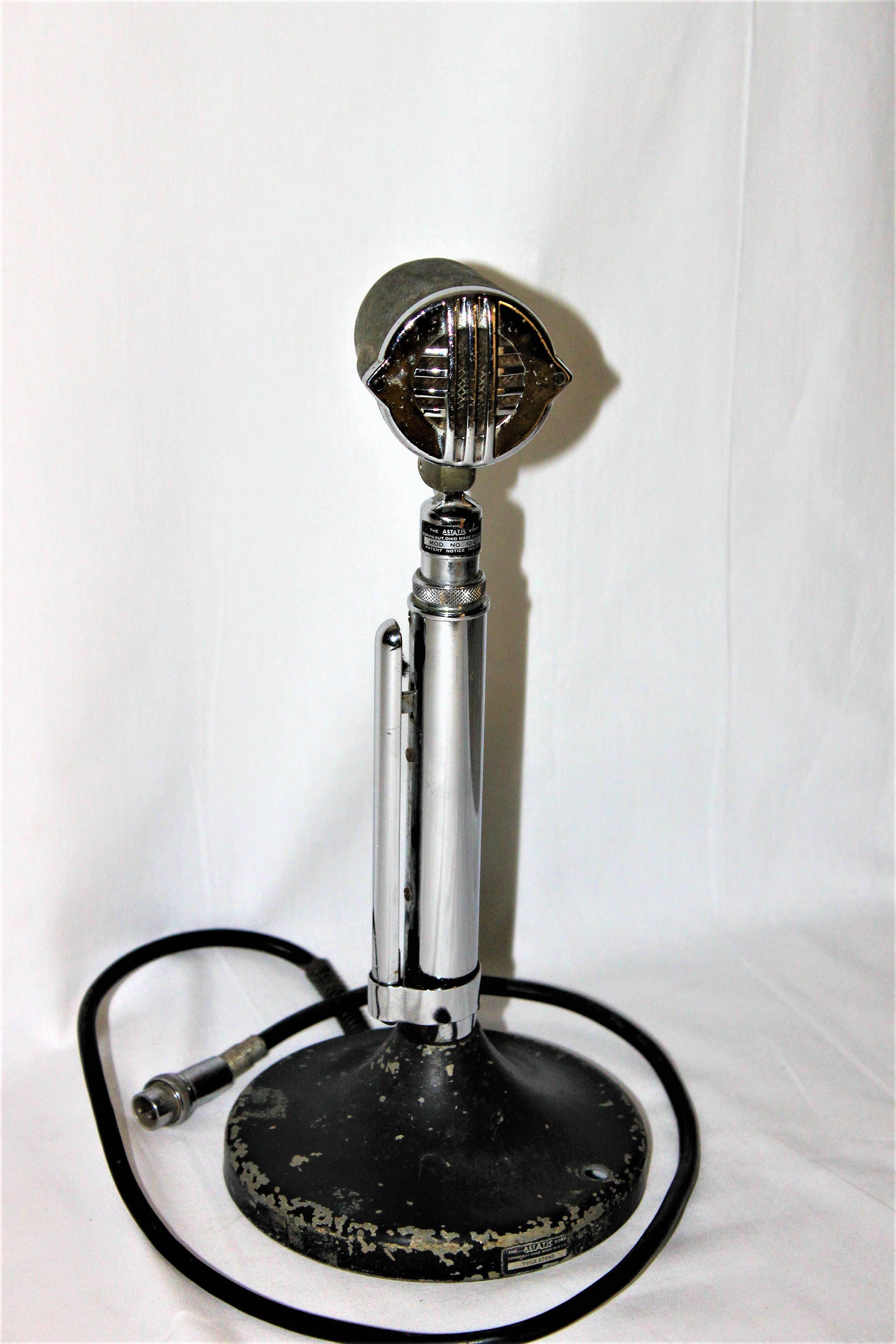 Vintage 1940s Astatic Mod No. 10 C Radio Microphone with a T-UG8 Stand